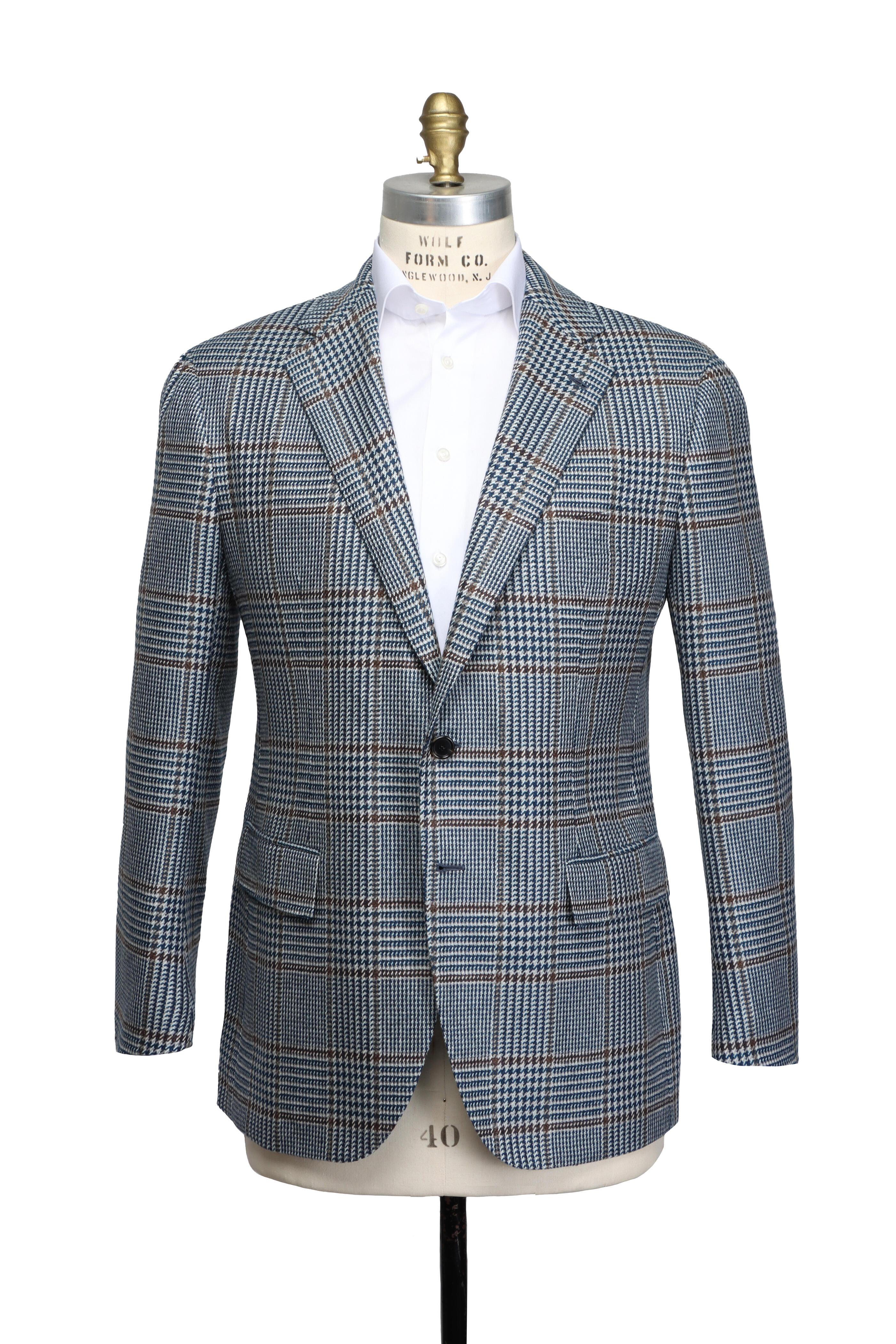 Cesare Attolini - Teal & Hazelnut Windowpane Plaid Sportcoat