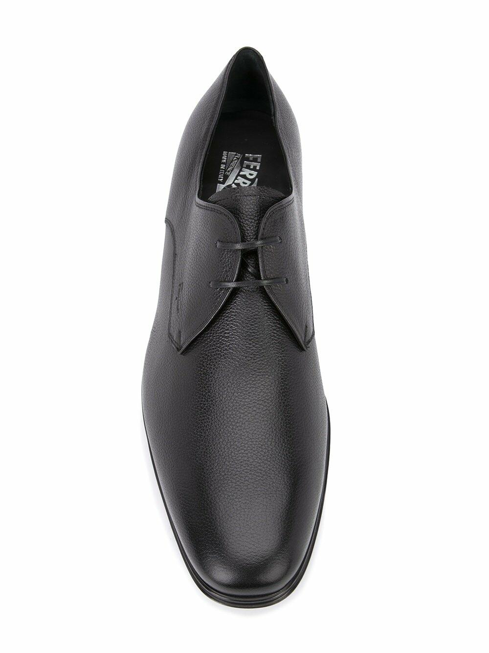 Ferragamo - Fortunato Black Pebbled Leather Derby Shoe Ferragamo - Fortunato Black Pebbled Leather Derby Shoe