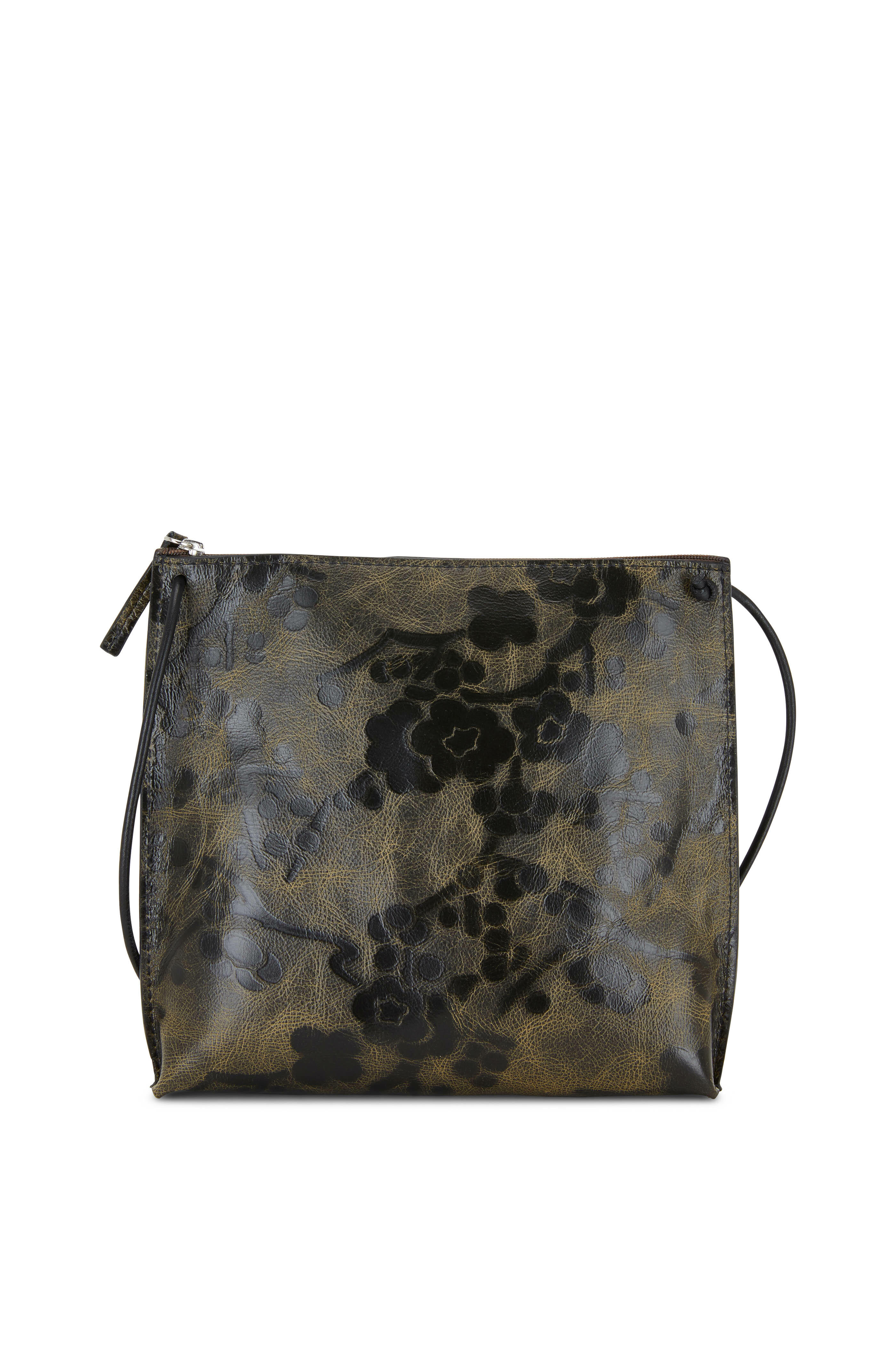 B May Bags - Hazel Blossom Embossed Leather Strappy Pouch