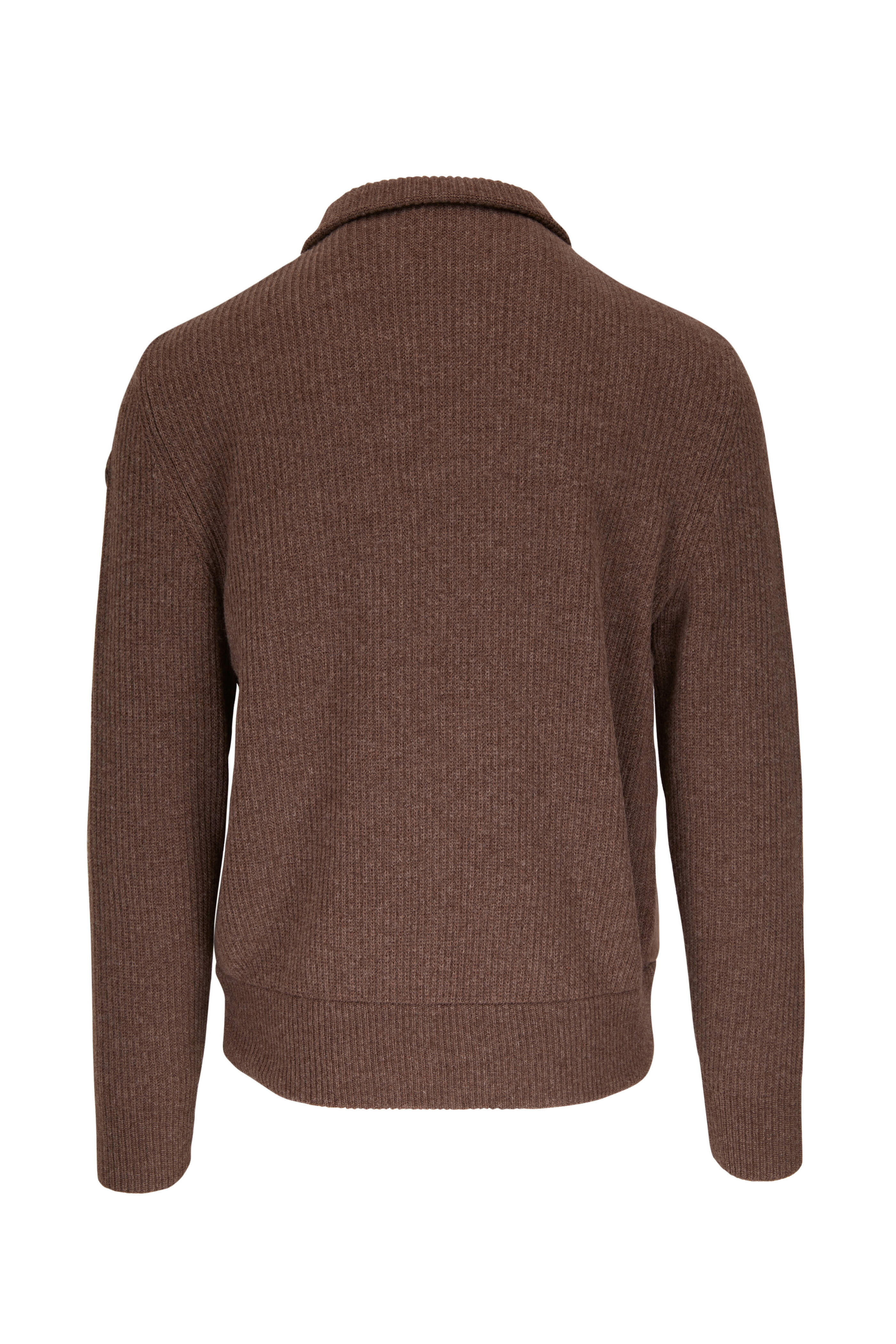 Moncler - Camel Mixed Media Full Zip Sweater | Mitchell Stores