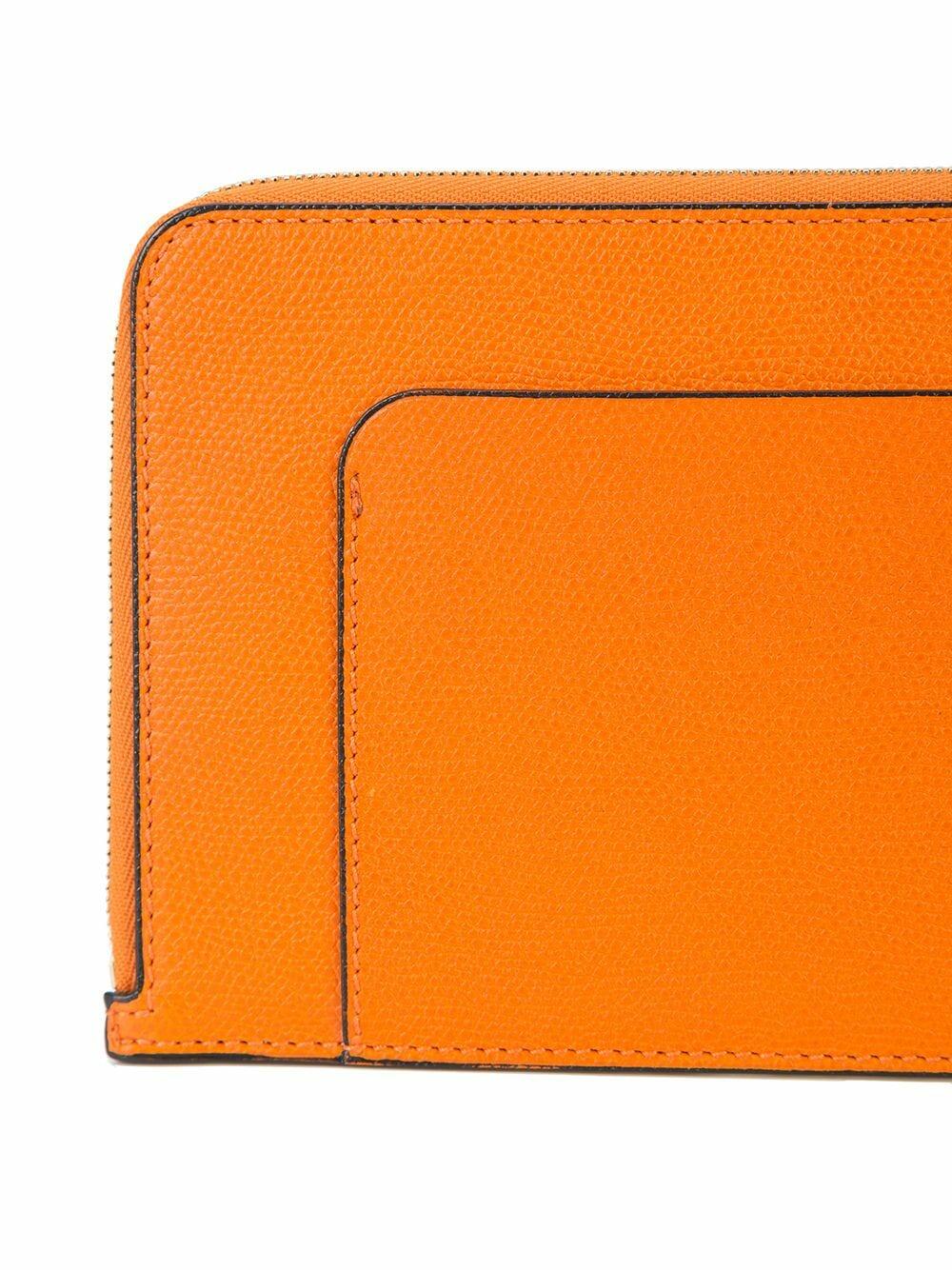 Valextra - Orange Leather Zip Pouch Crossbody | Mitchell Stores