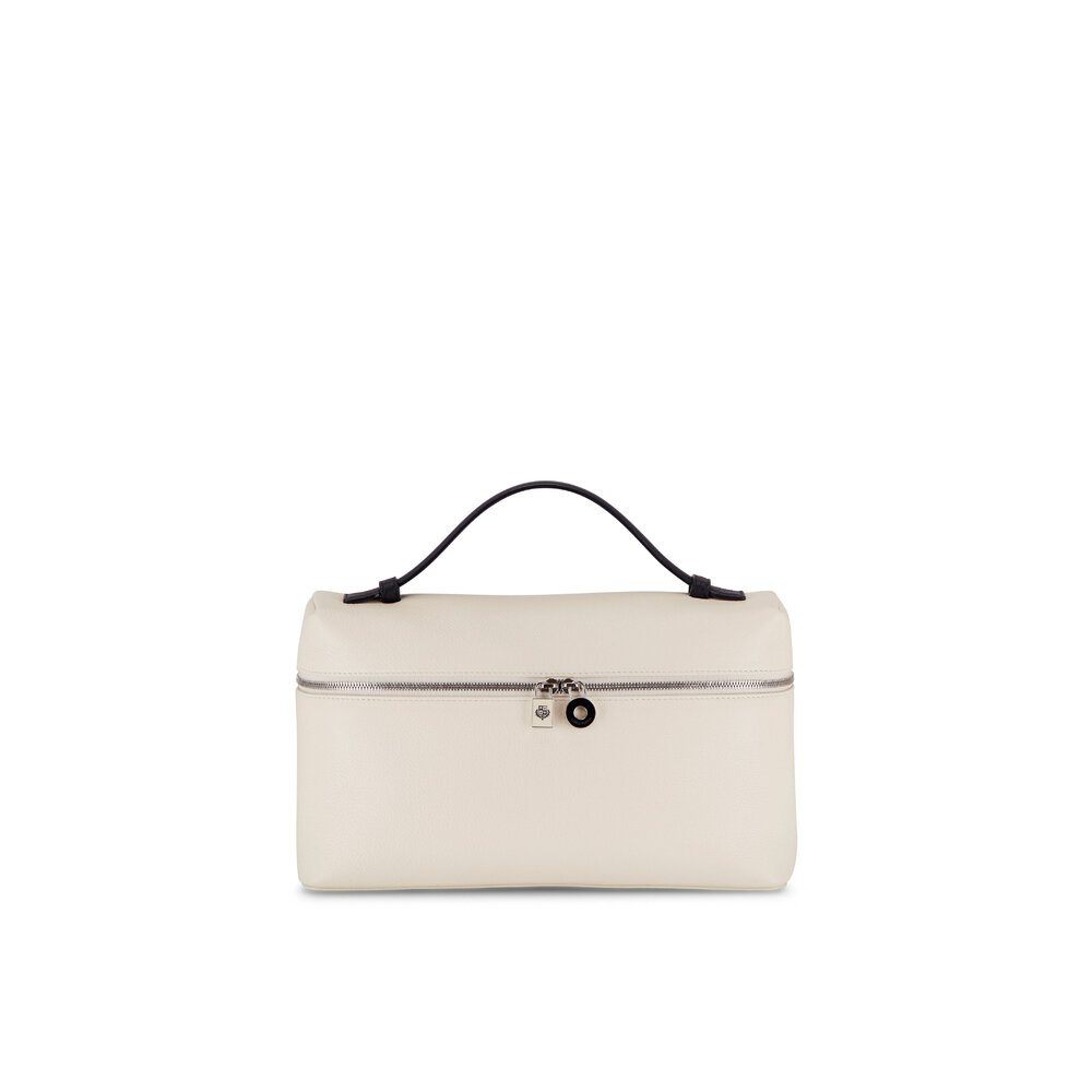 Loro Piana - Extra Pocket Pouch L27 White & Navy Leather Bag