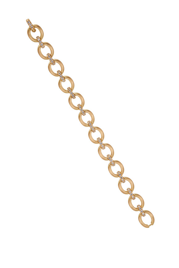 Caroline Ellen - Yellow Gold Small Oval Diamond Link Bracelet