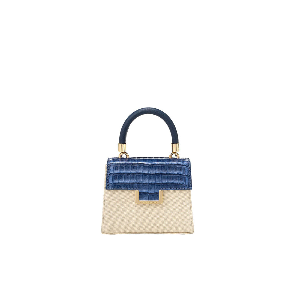Maria Oliver - Mini Michelle Bag in Jean and Raffia