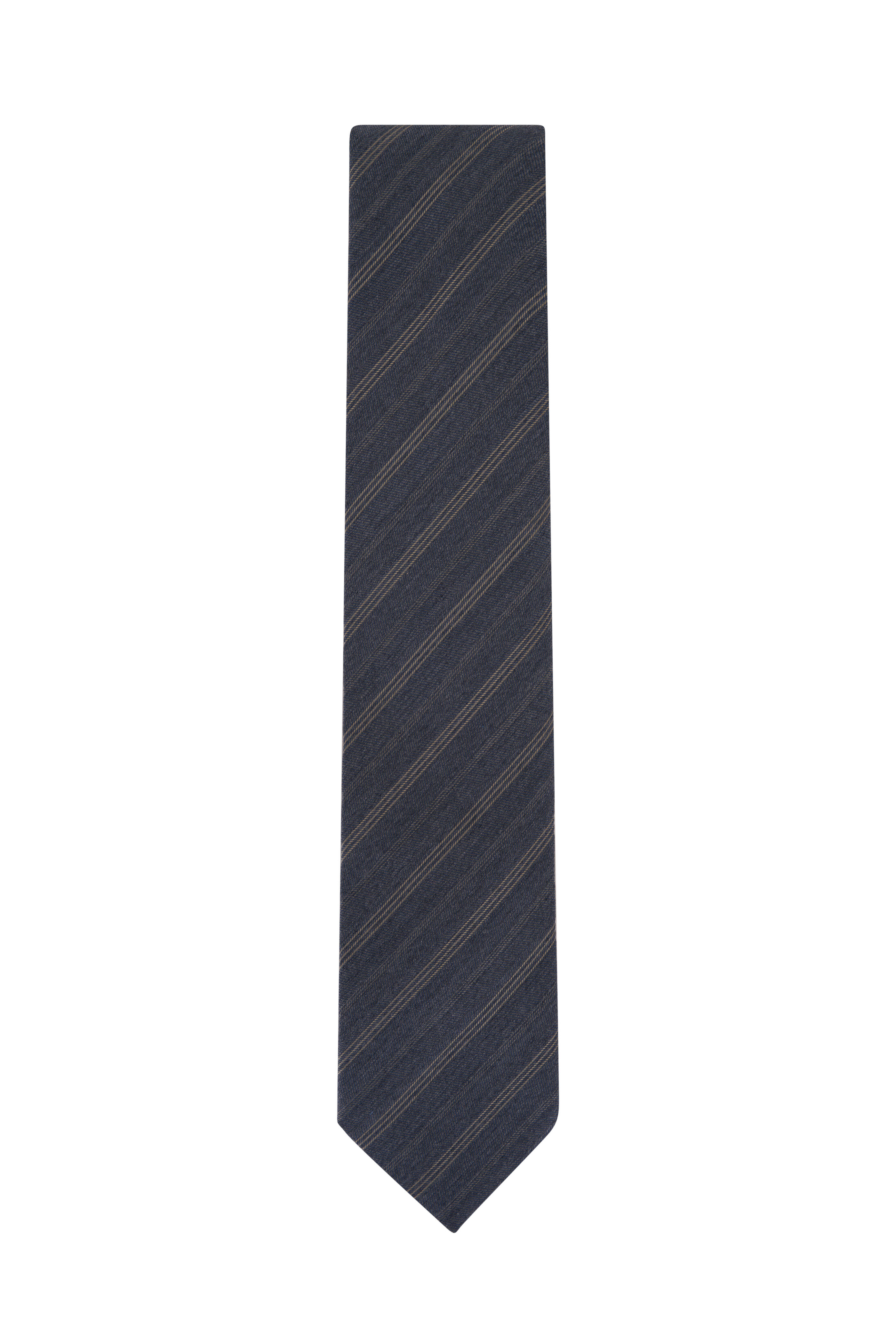 Brioni - Blue Stripe Wool & Silk Necktie | Mitchell Stores