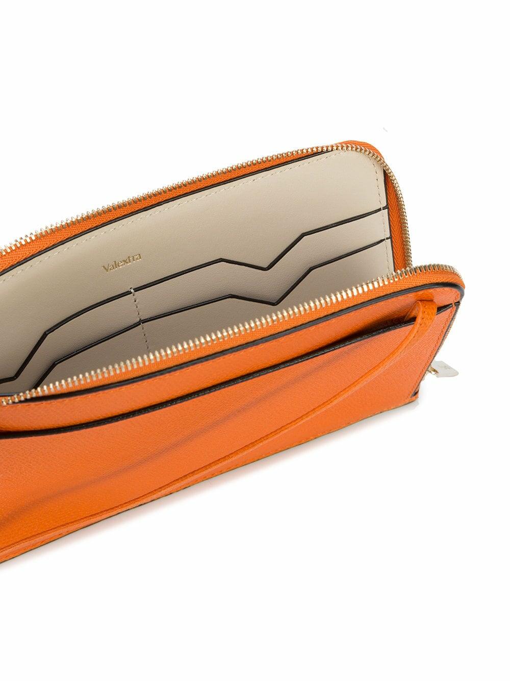 Valextra - Orange Leather Zip Pouch Crossbody | Mitchell Stores