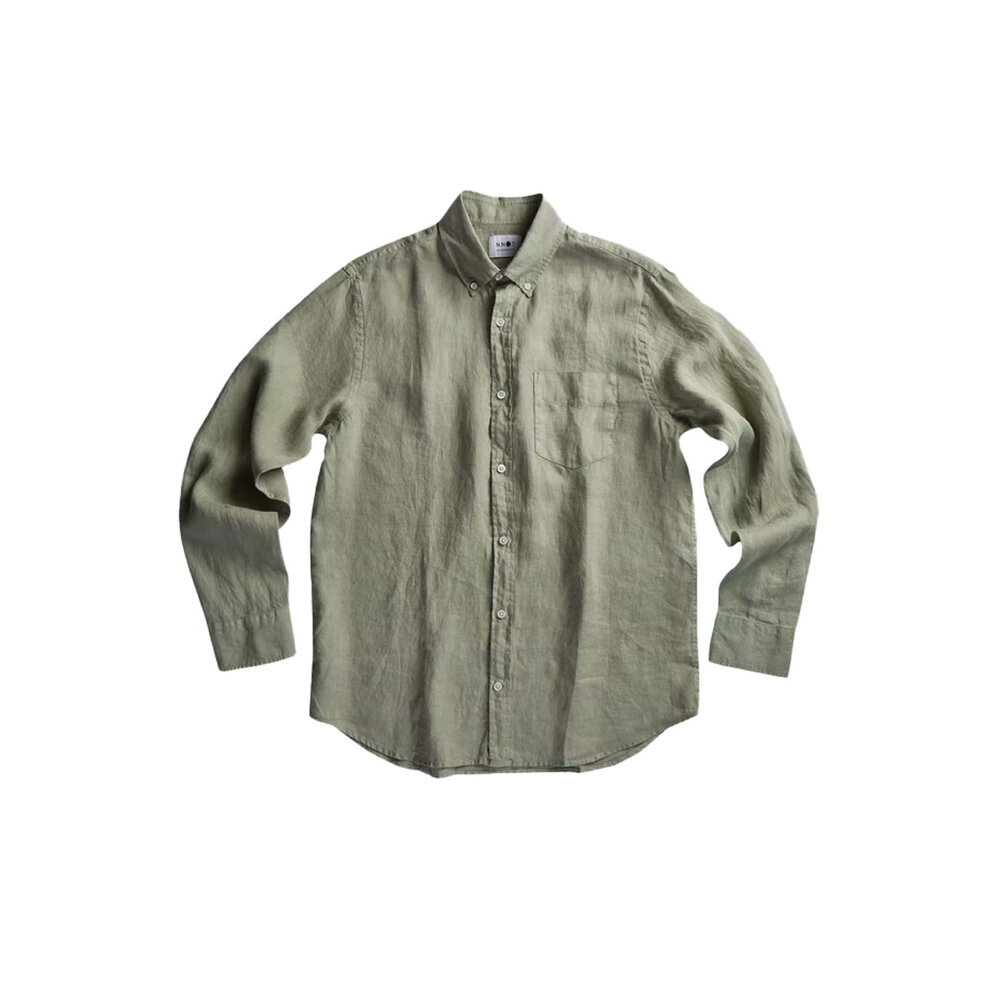 Nn07 - Oil Green Levon Linen Shirt | Mitchell Stores