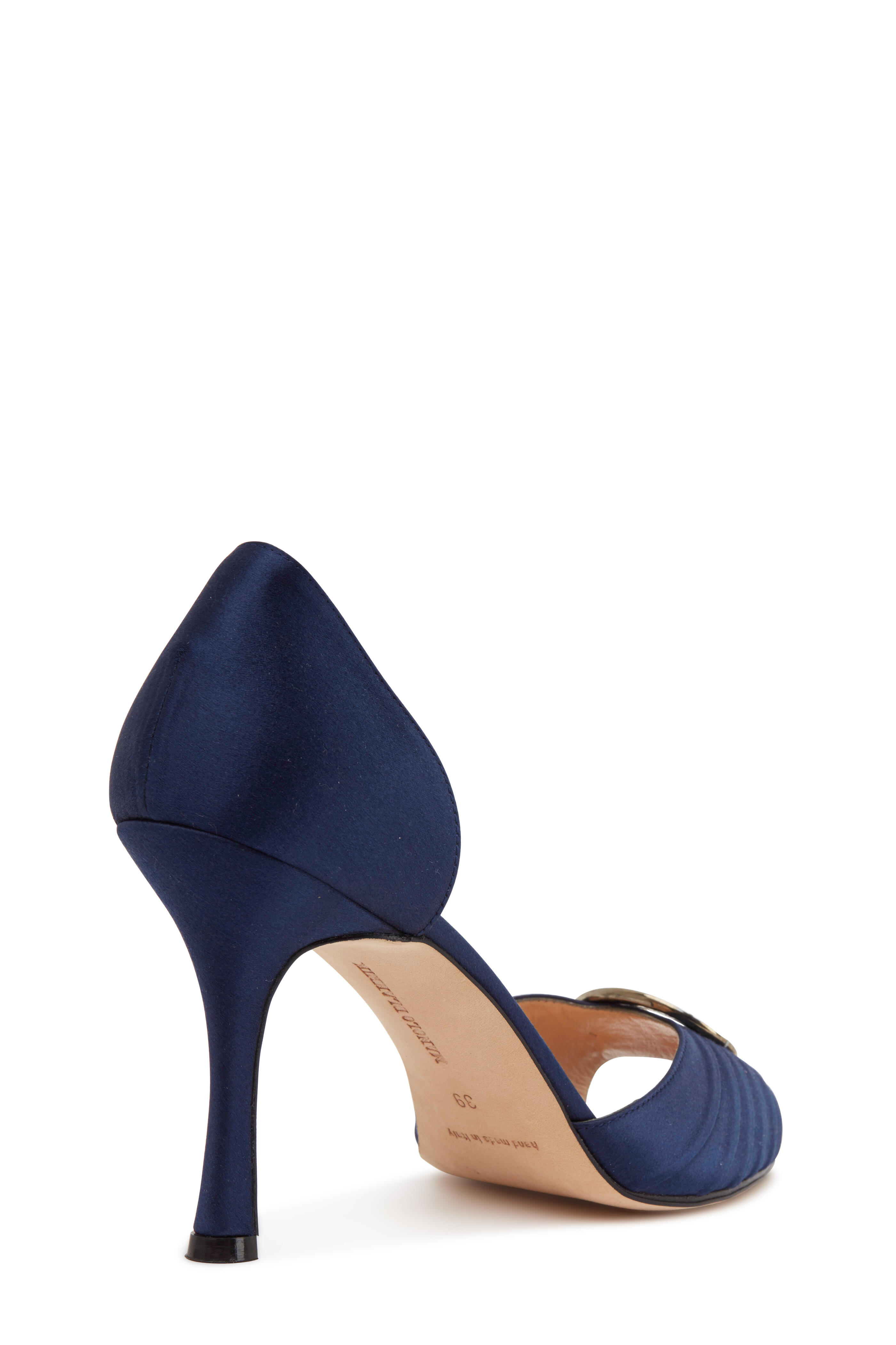 Manolo Blahnik - Sedaraby Navy Blue Satin D'Orsay Pump, 90mm Manolo Blahnik - Sedaraby Navy Blue Satin D'Orsay Pump, 90mm