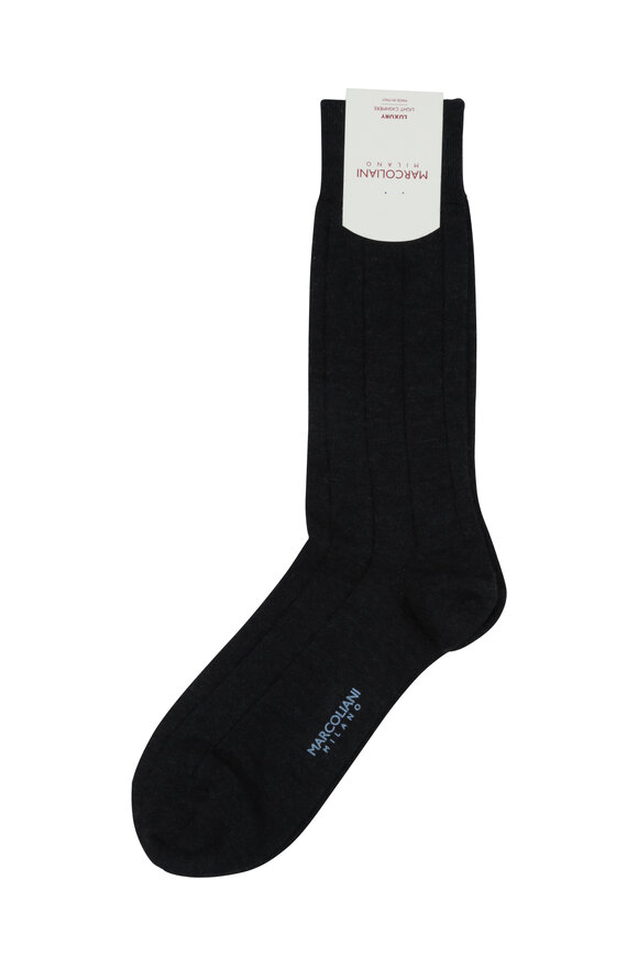 Marcoliani - Charcoal Gray Cashmere Blend Dress Socks
