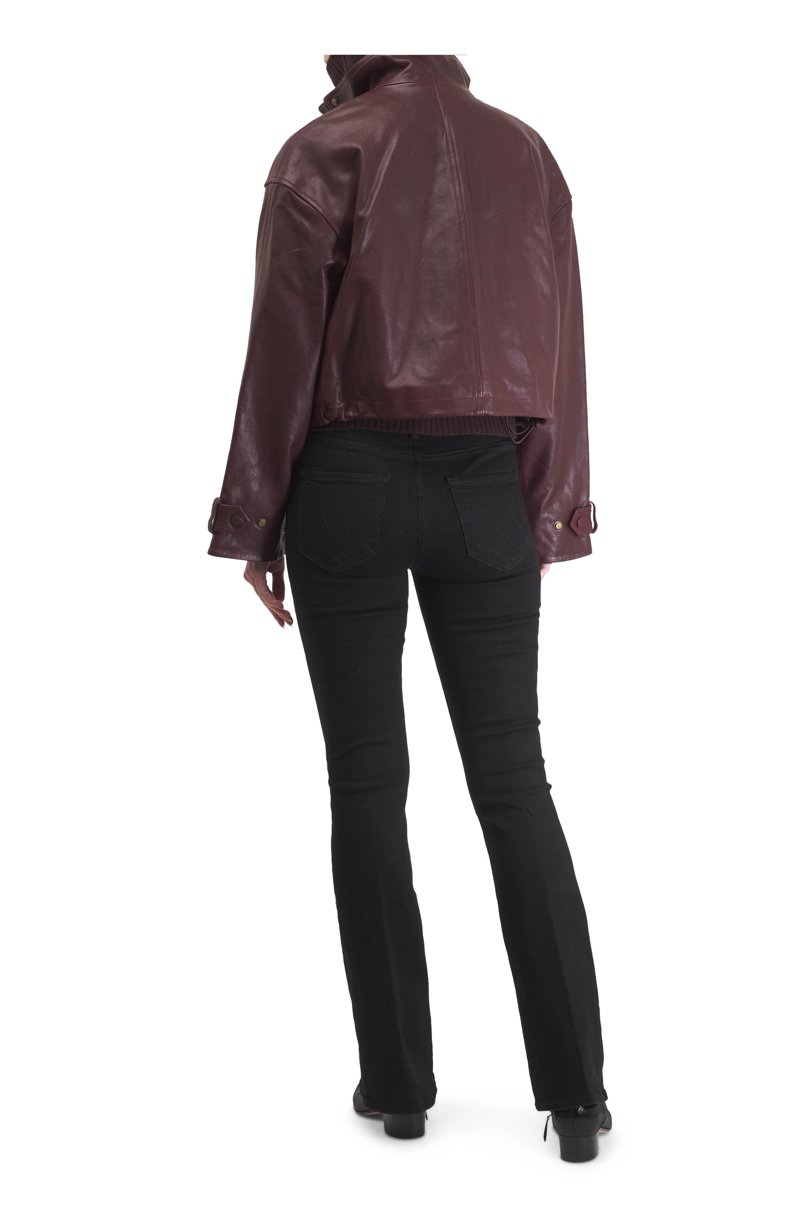 Veronica Beard - Bateman Raisin Cropped Leather Jacket