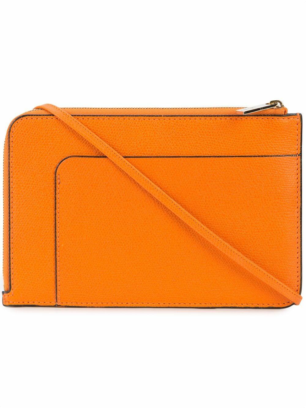 Valextra - Orange Leather Zip Pouch Crossbody | Mitchell Stores