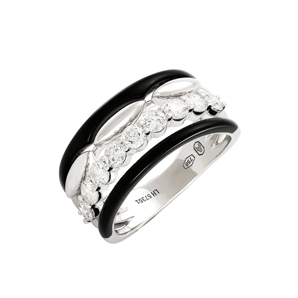 Etho Maria - Black & White Four Row Diamond Ring