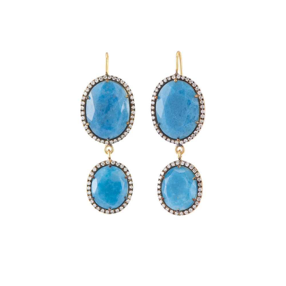 Sylva & Cie - Blue Quartz & Diamond Earrings | Mitchell Stores
