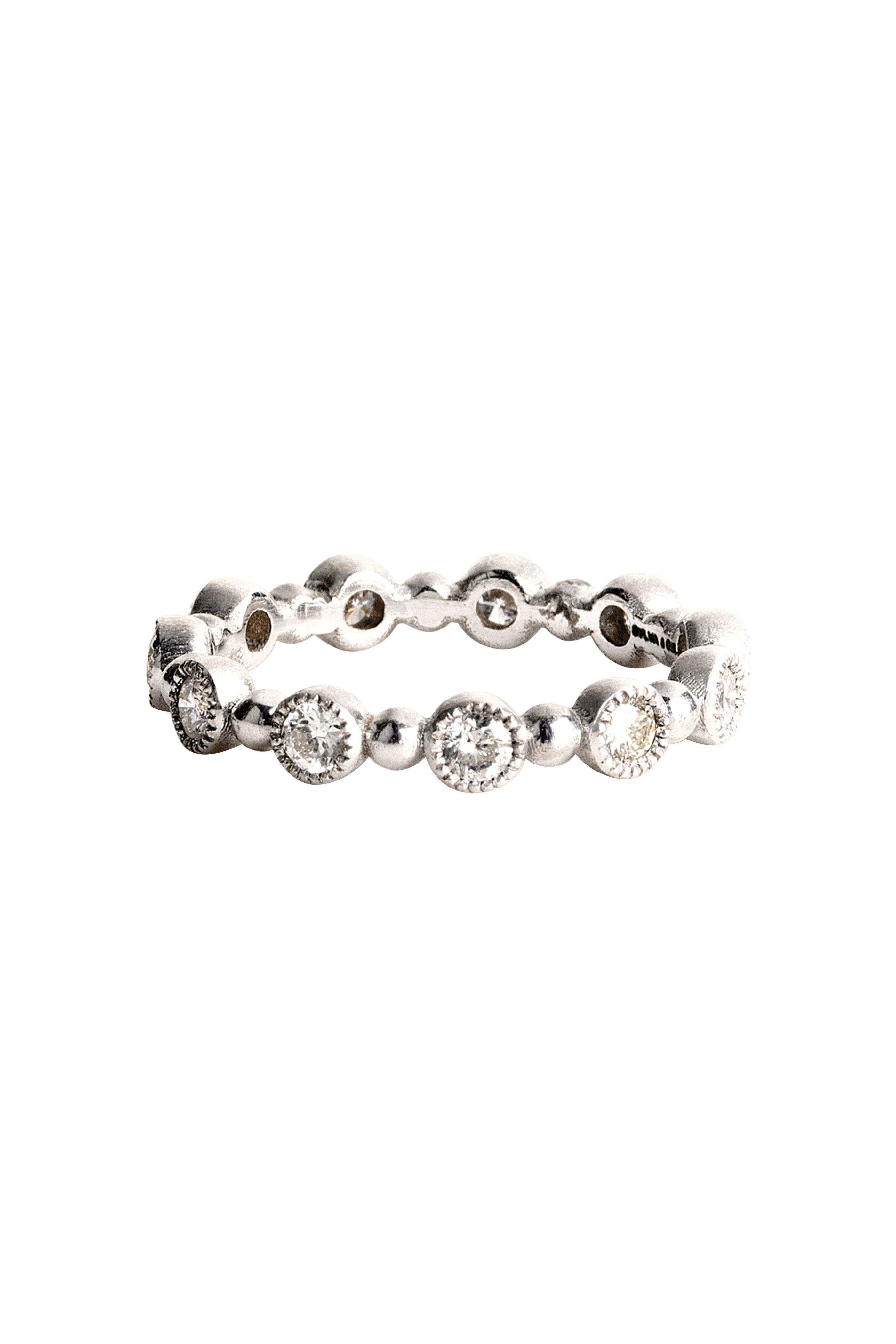 Sylva & Cie - White Gold Diamond Dot Caviar Band