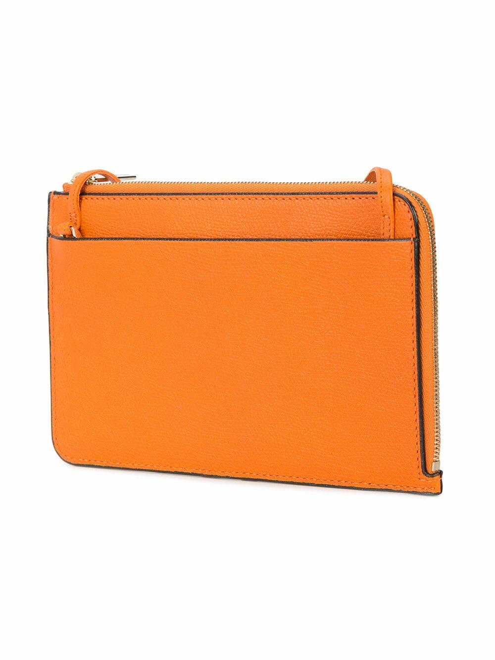 Valextra - Orange Leather Zip Pouch Crossbody | Mitchell Stores