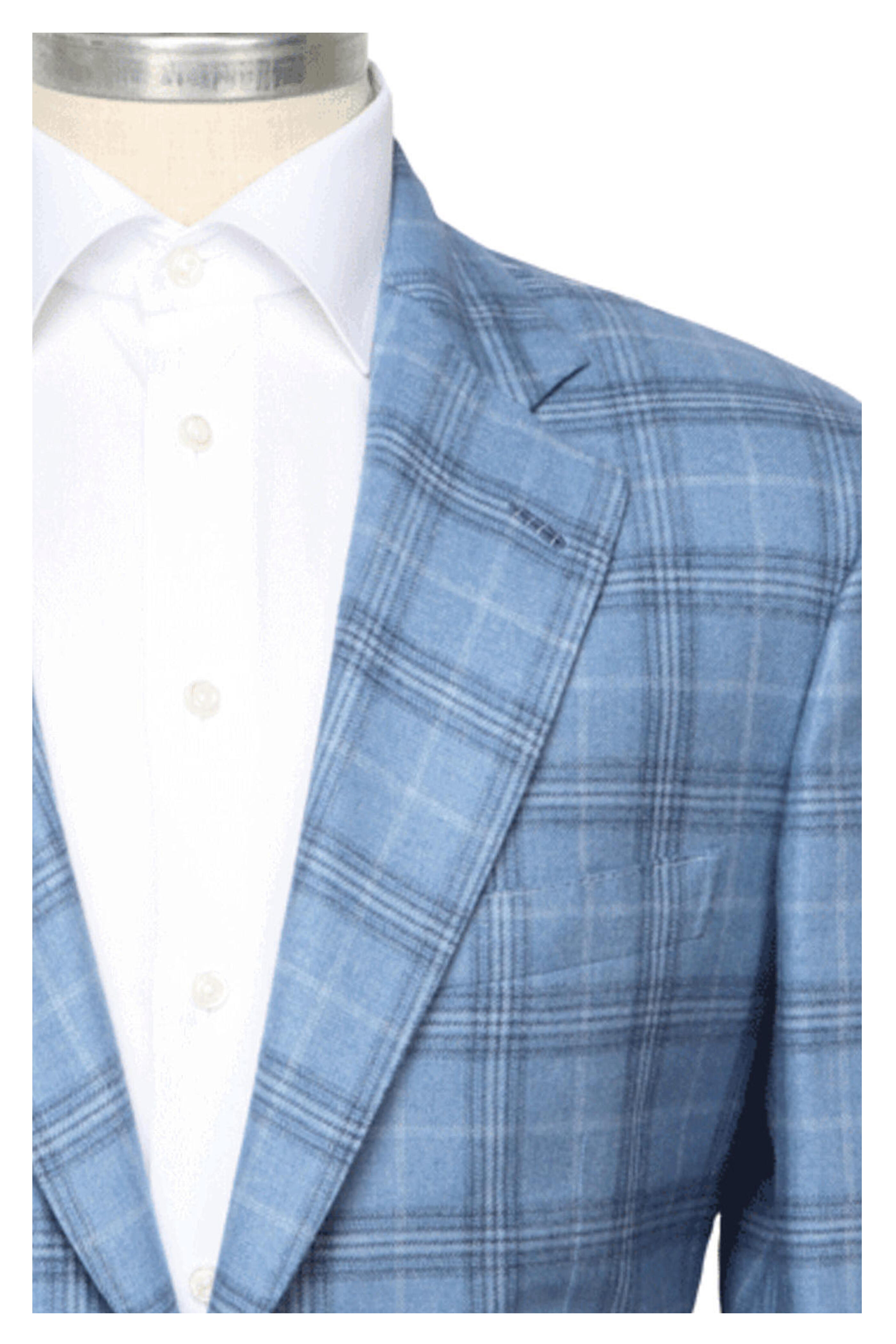 Brioni - Sky Blue Giacca Check Sportcoat | Mitchell Stores