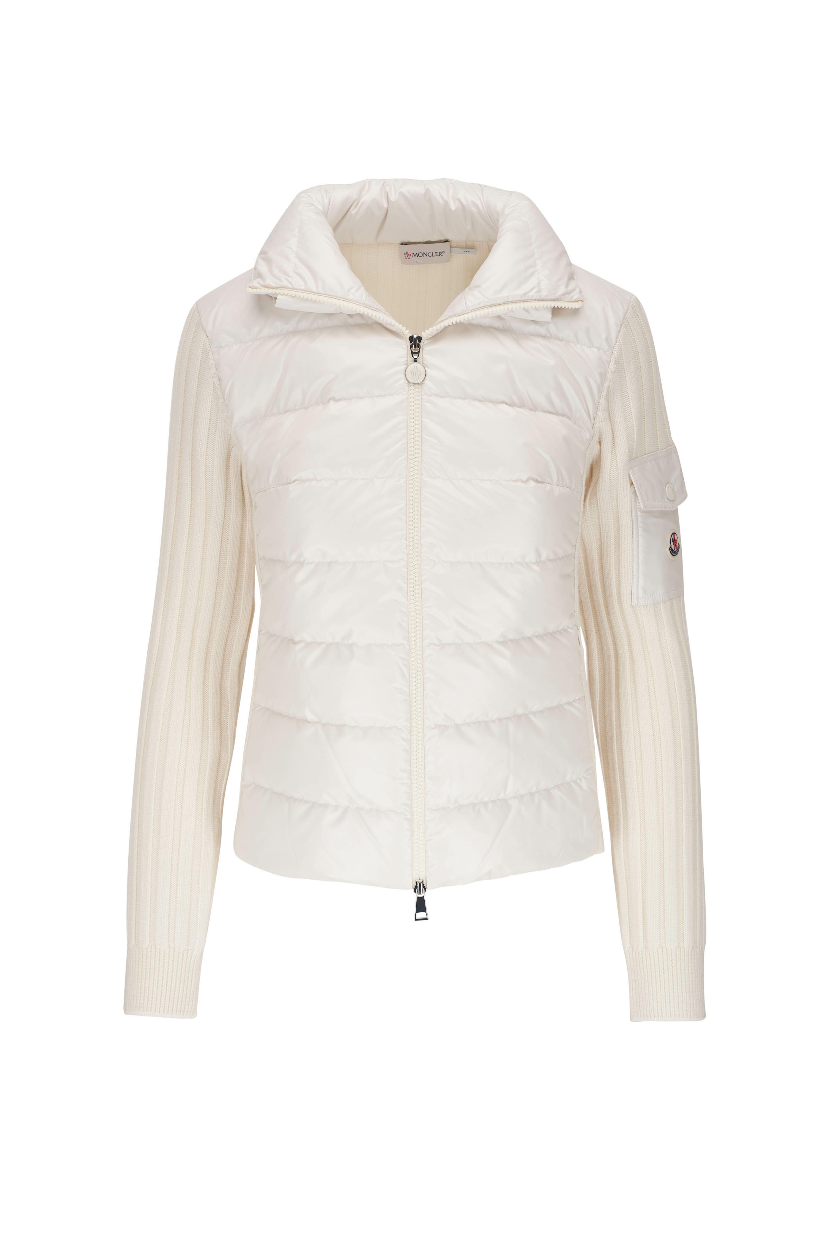 Moncler - White Padded Wool Cardigan | Mitchell Stores