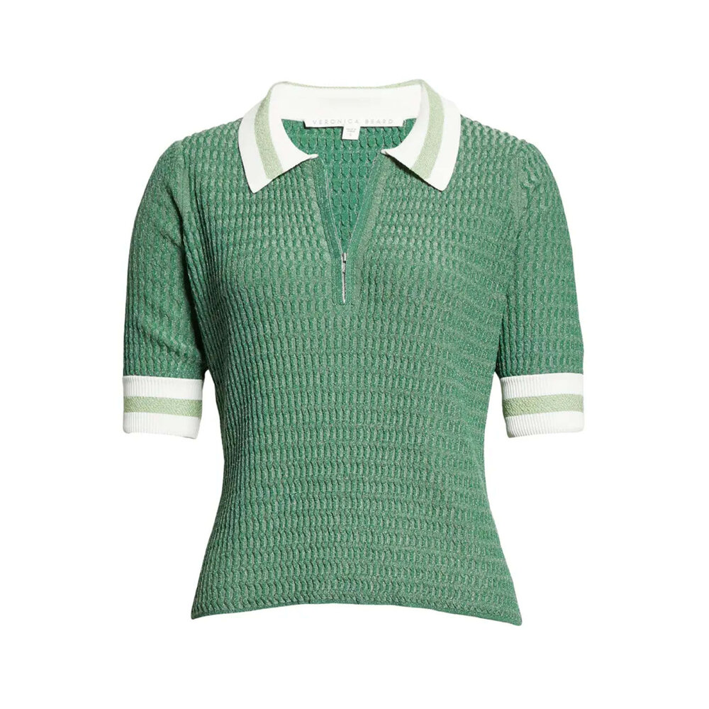 Veronica Beard - Green Jorja Quarter Zip Polo | Mitchell Stores