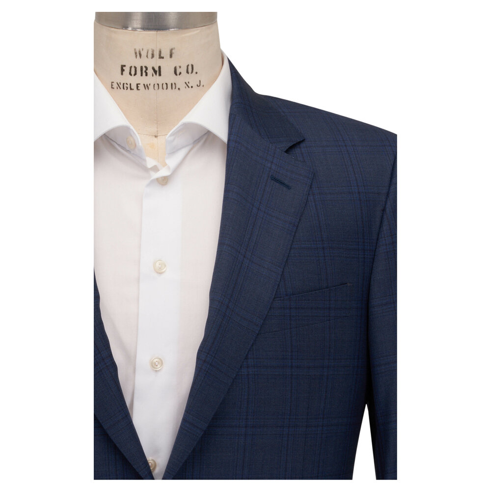 Canali - Navy Blue Tonal Plaid Wool Suit | Mitchell Stores