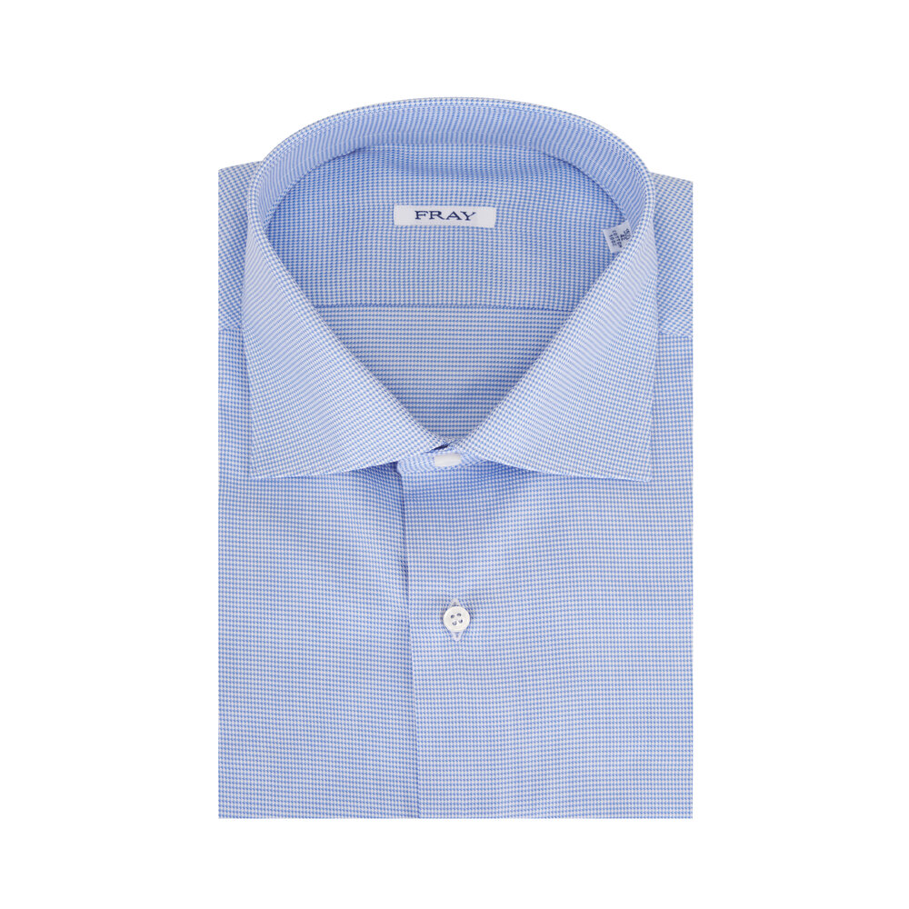 Fray - Blue Textured Cotton Dress Shirt | Mitchell Stores