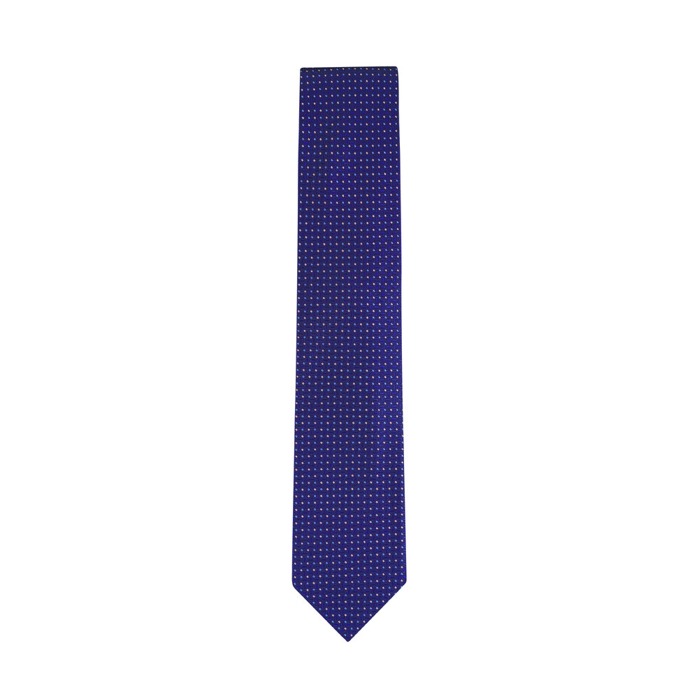 Eton - Purple Micro Geometric Print Silk Necktie