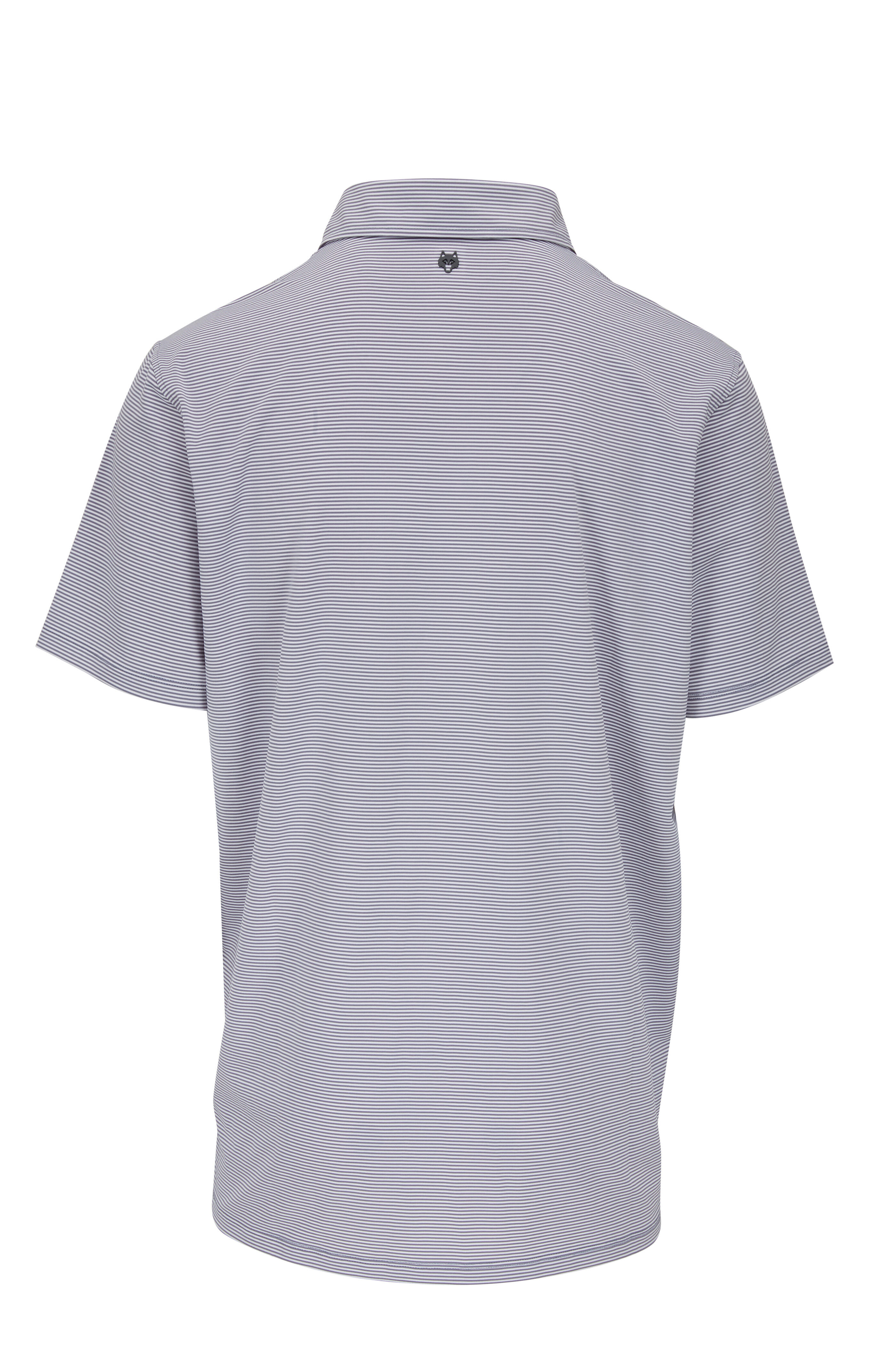 Greyson - Saranac Shadow Gray & White Stripe Polo