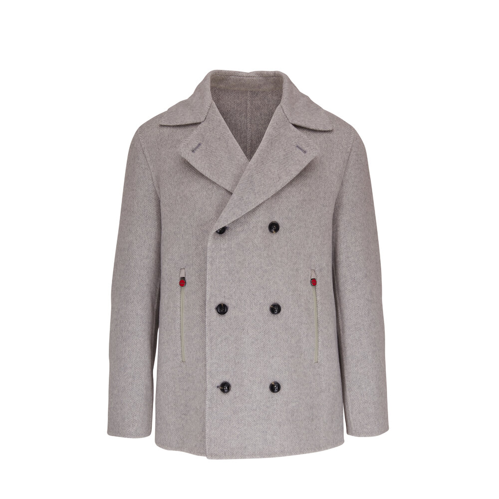 Kiton - Light Gray Cashmere Double Breasted Peacoat