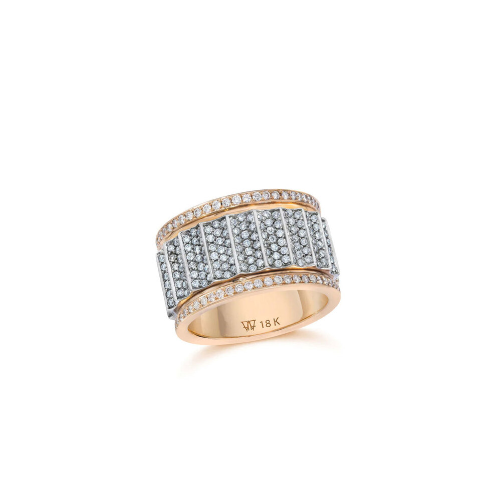 Walters Faith - Clive Two Tone Diamond Fluted Band Ring