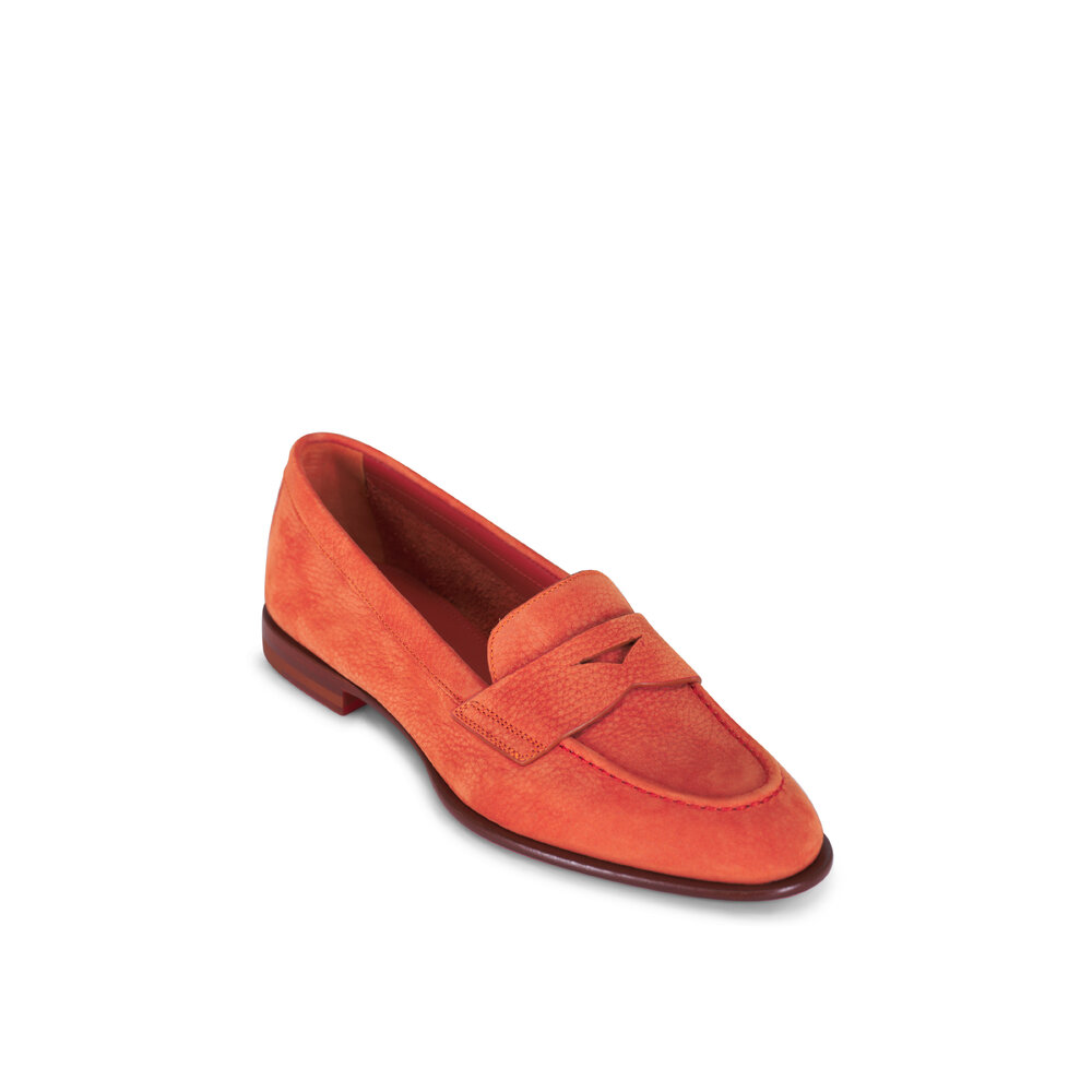 Santoni - Famed Orange Nubuck Loafer | Mitchell Stores