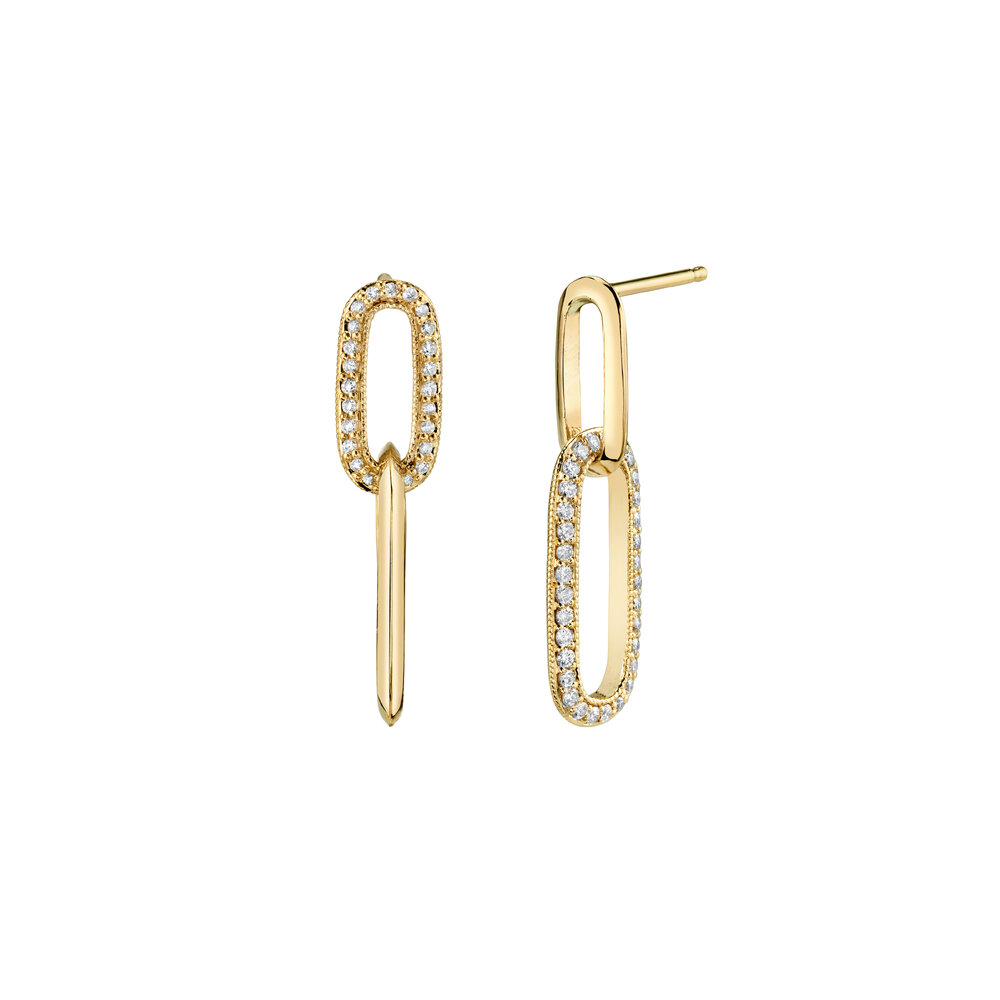 Lizzie Mandler - 18K Diamond & Gold Double Drop Hoops