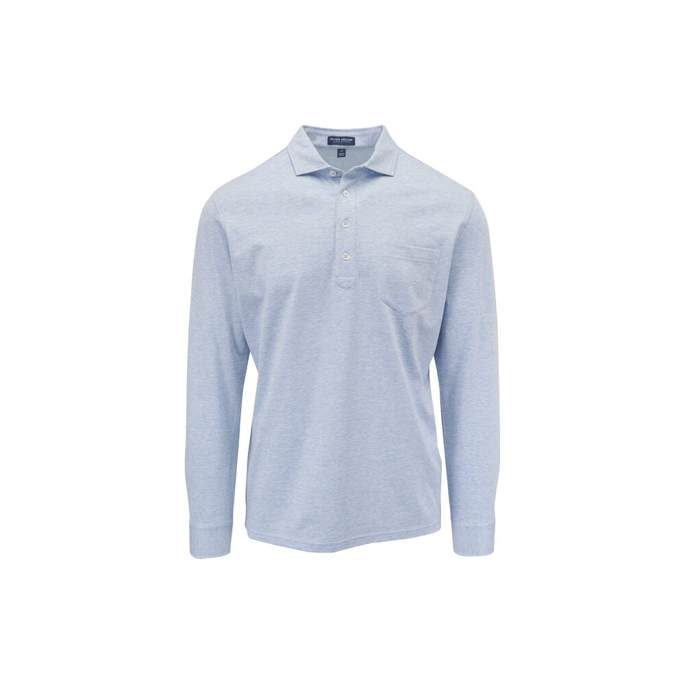 Peter Millar - Landon Blue Long Sleeve Polo | Mitchell Stores