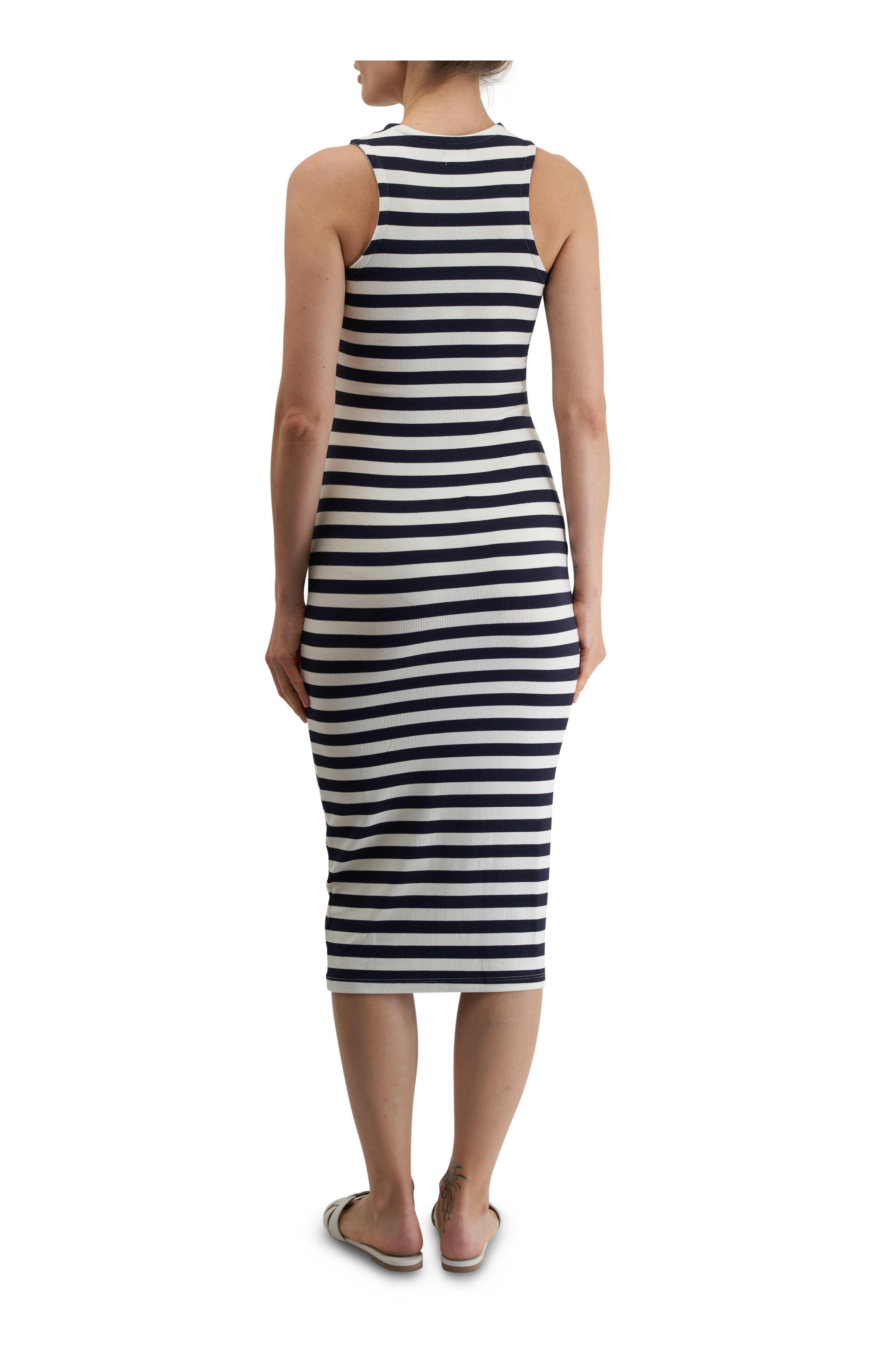 L'Agence - Nura Navy & White Racerback Midi Dress