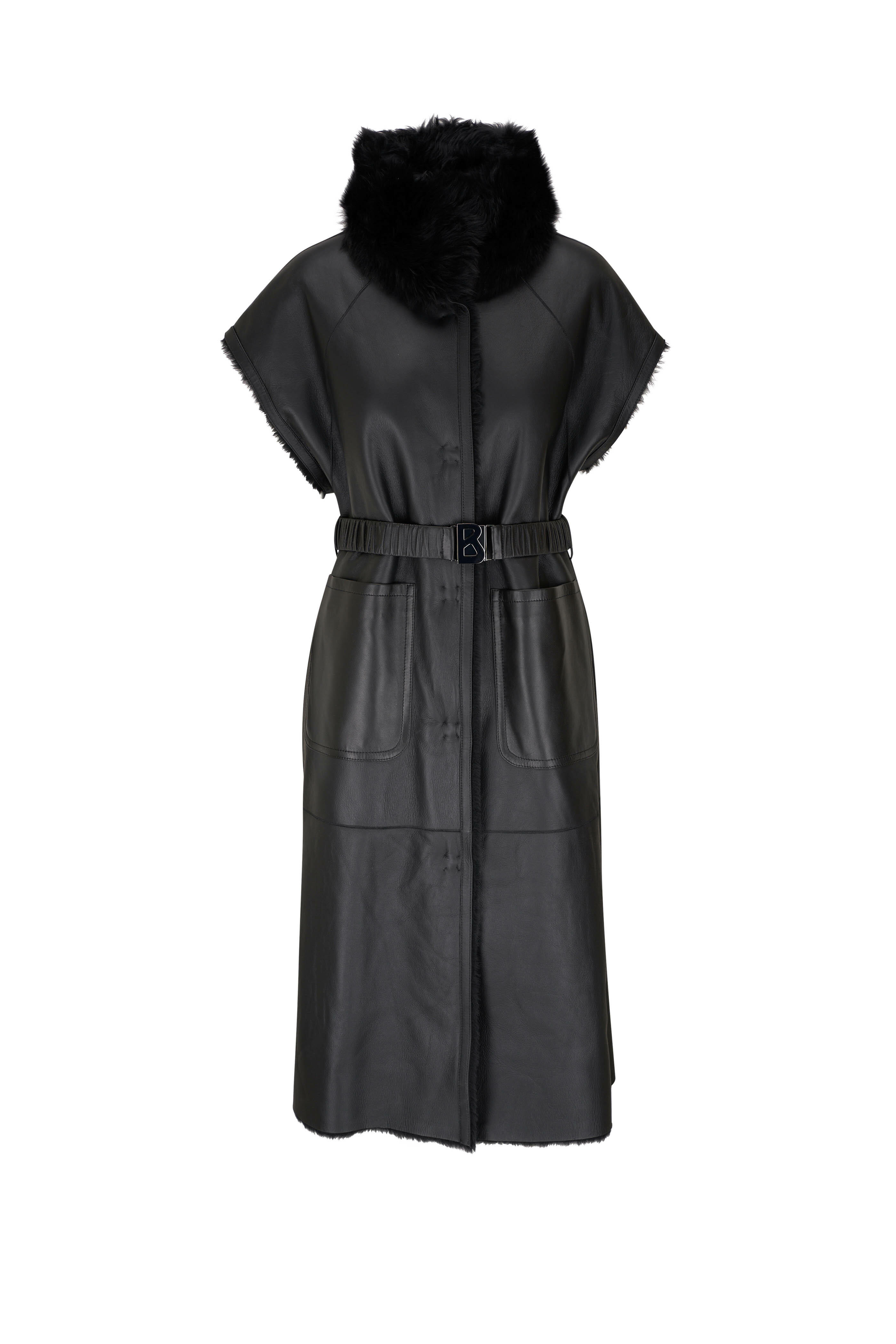 Bogner - Zenia Black Shearling Reversible Vest | Mitchell Stores