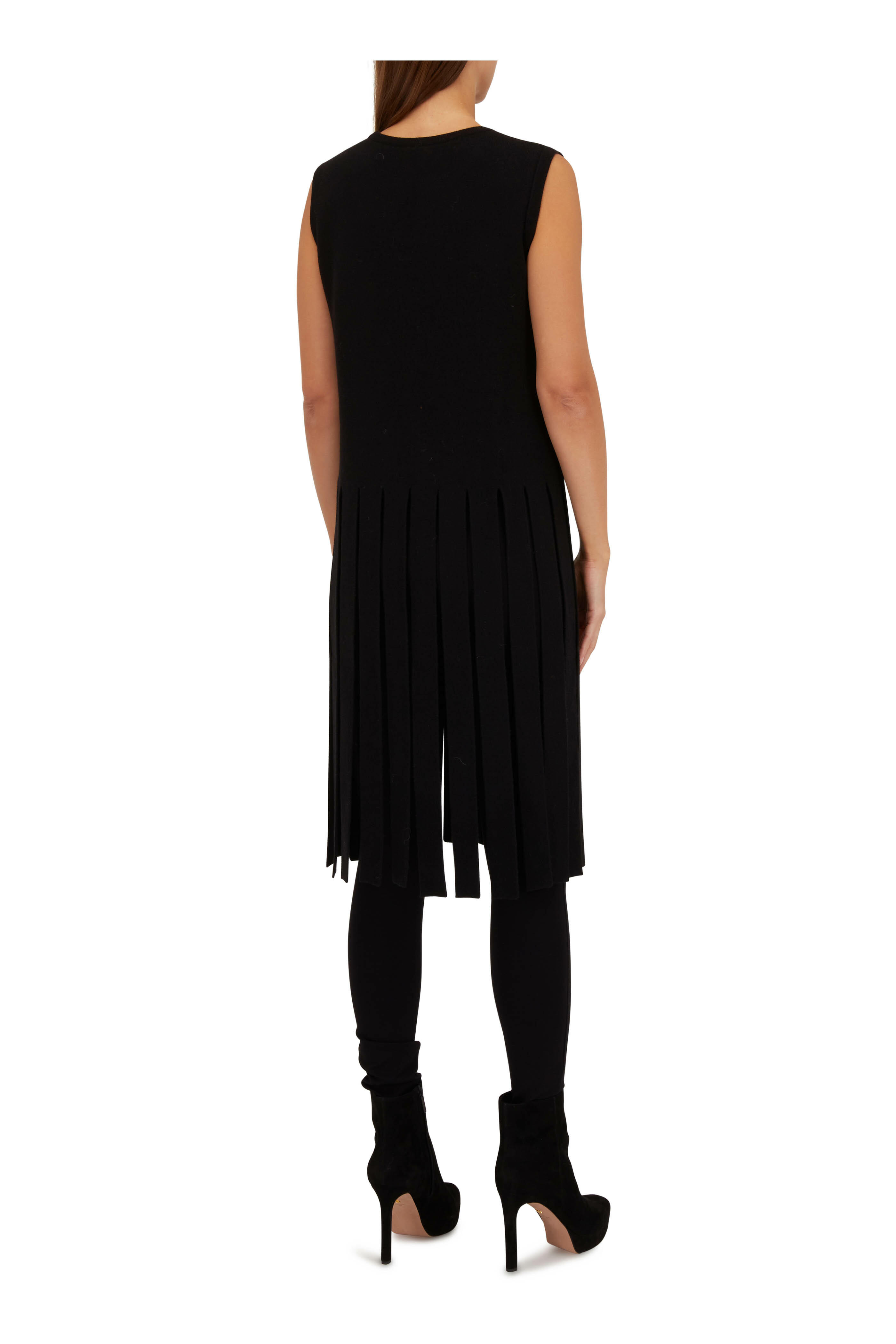 Akris - Black Knit Fringe Tunic | Mitchell Stores