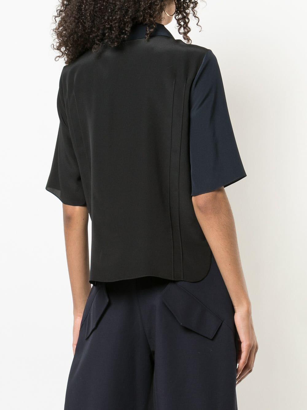 Partow - Navy & Black Bi-Color Silk Blouse | Mitchell Stores