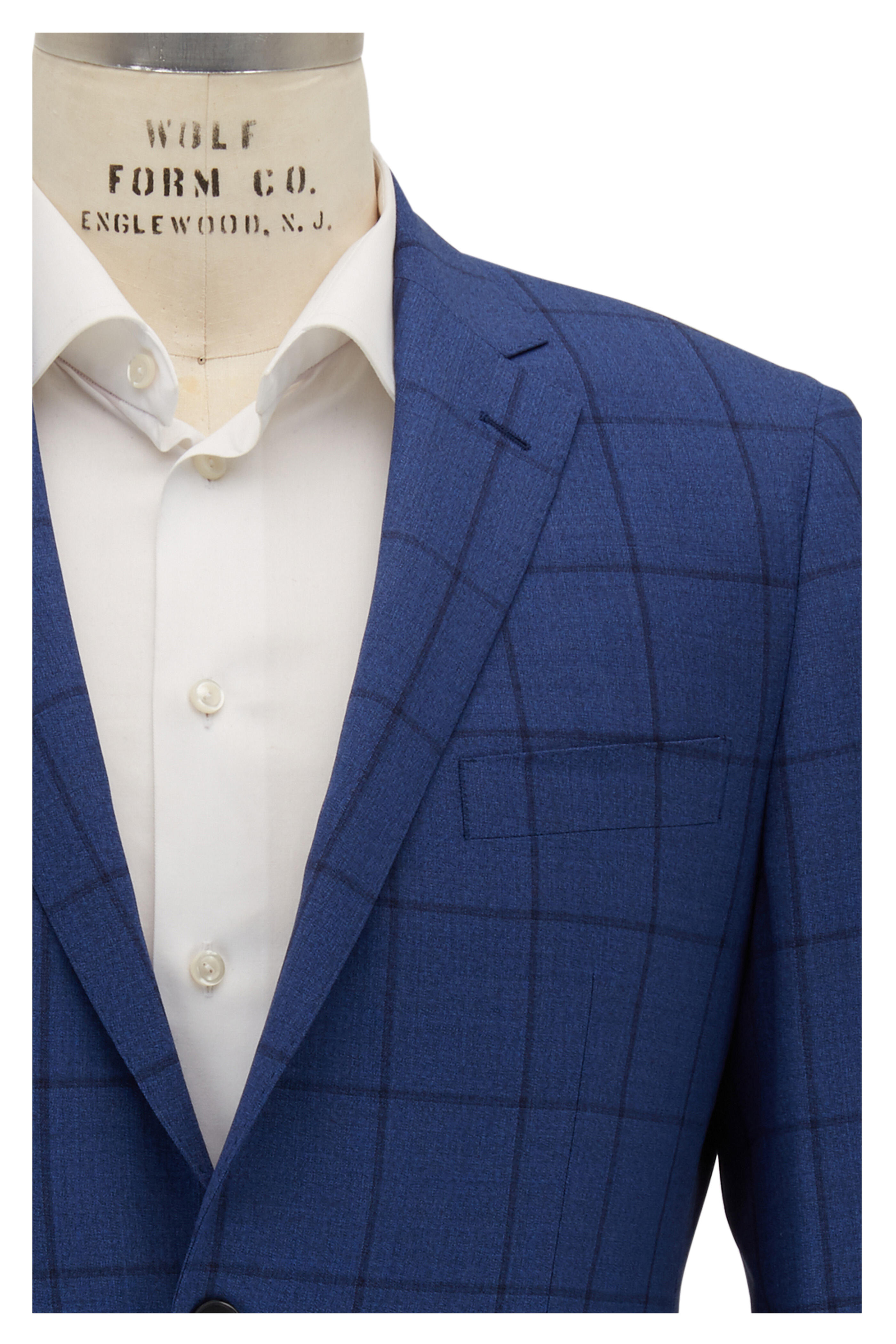 Atelier Munro - Navy Blue Windowpane Wool Suit | Mitchell Stores