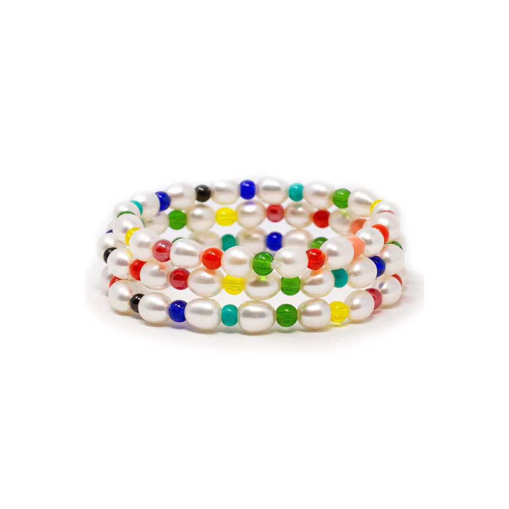 Allie + Bess - Rainbow Pearl Dottie Stretch Bracelet