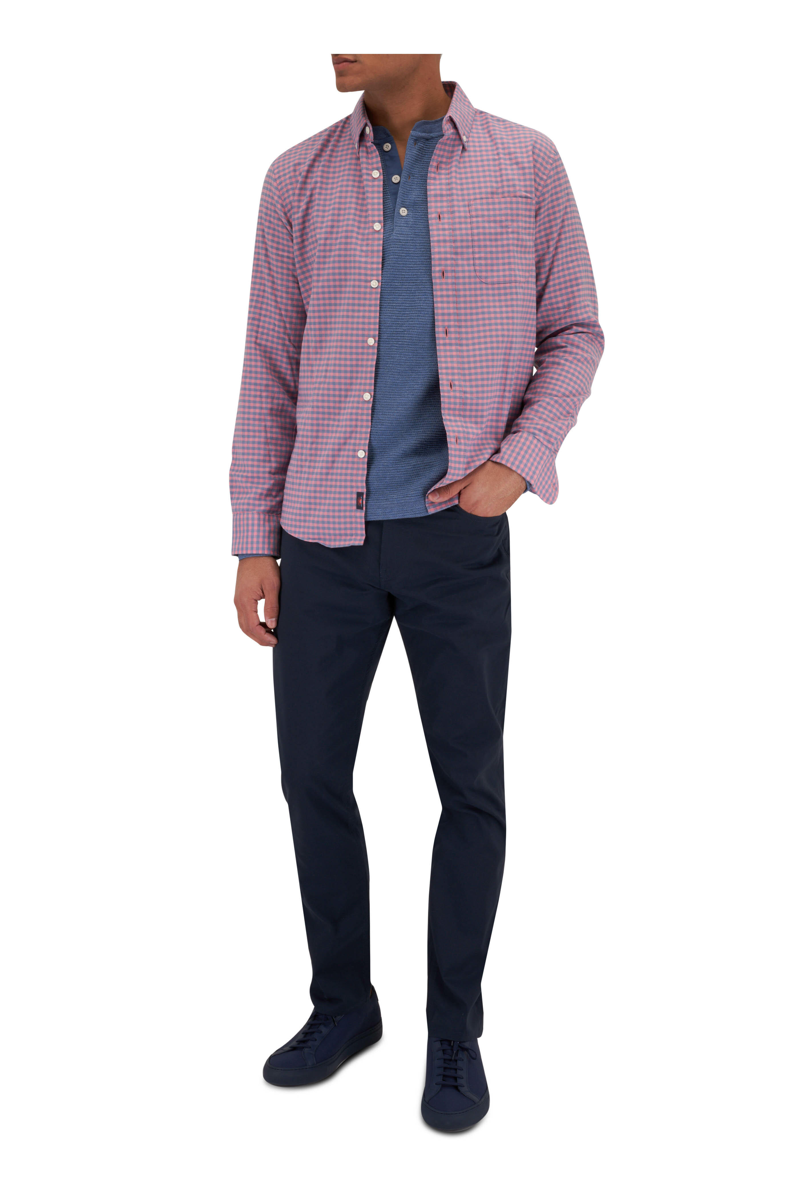 Faherty Brand - Blue Rose Gingham Stretch Oxford Shirt 2.0