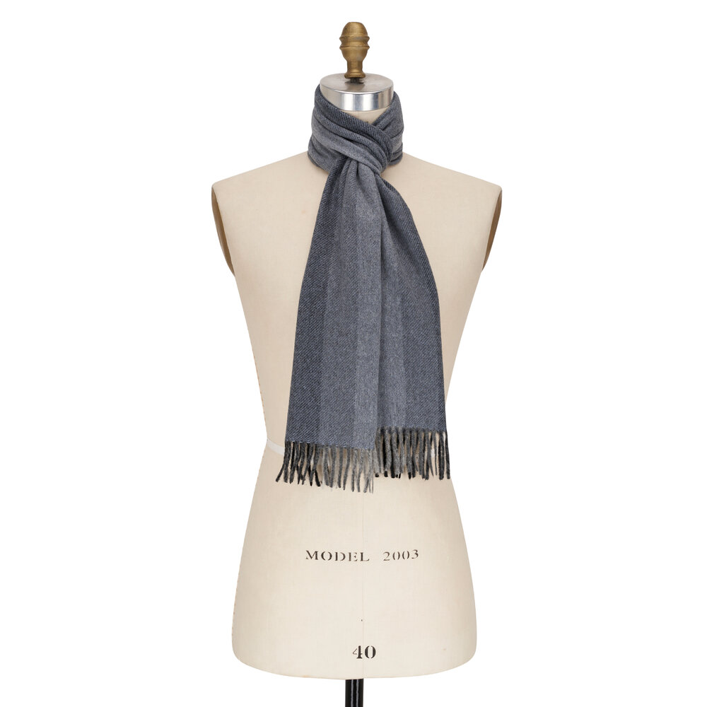 Chelsey Imports - Blue Striped Cashmere Scarf | Mitchell Stores