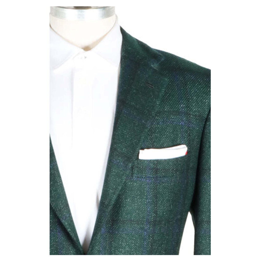 Kiton - Dark Green Windowpane Sportcoat | Mitchell Stores