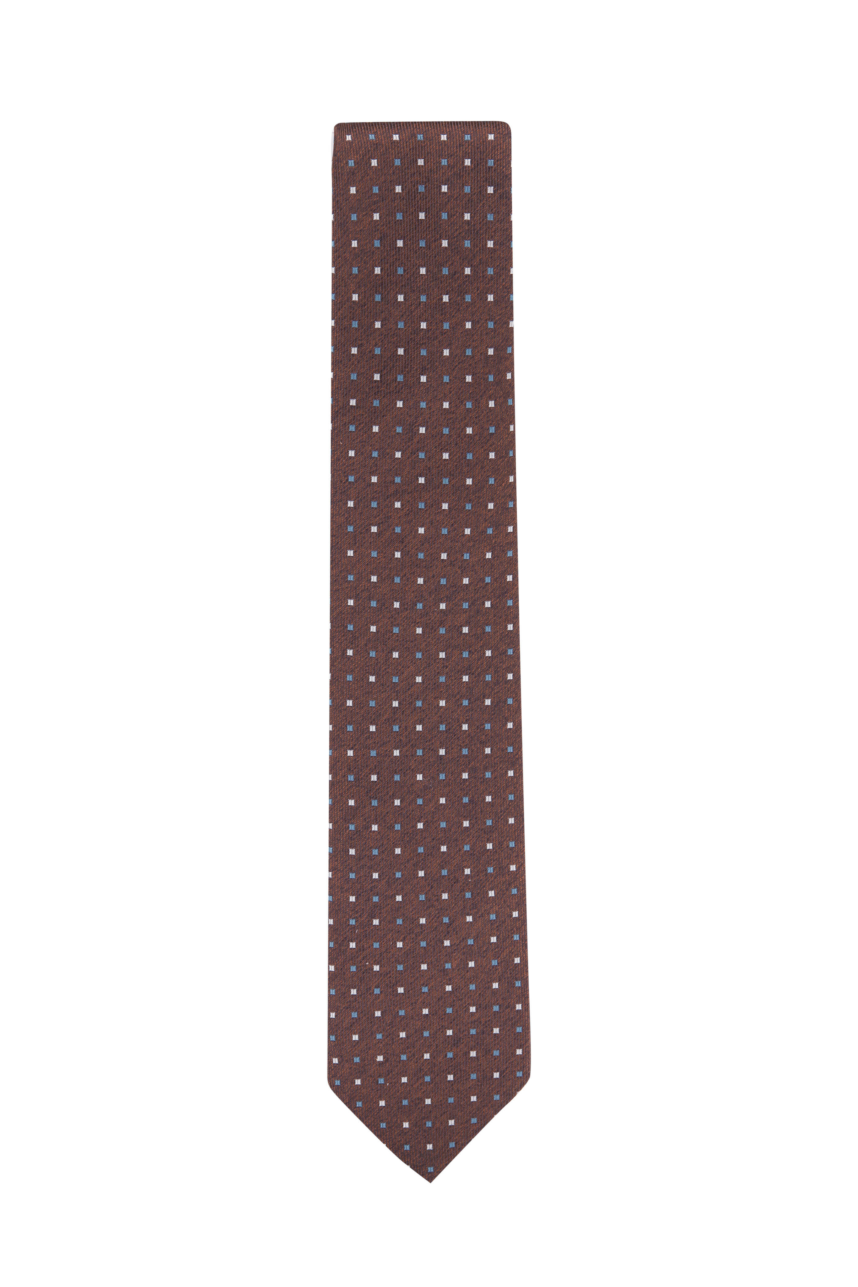 Brioni - Coffee & Graphite Dot Pattern Silk Necktie