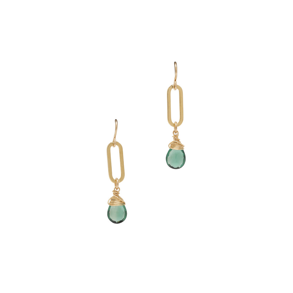 Cristina V. - Wire Wrap Briolette Link London Green Earrings
