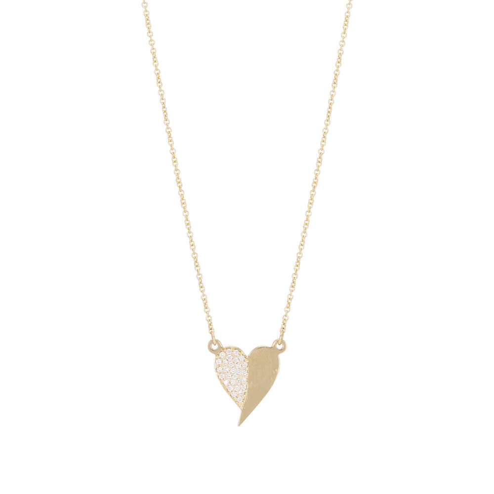 Genevieve Lau - 14k Yellow Gold Small Diamond Heart Necklace