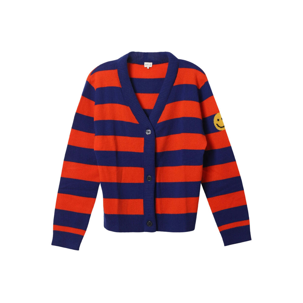 Kule - The Remus Smile Cardigan in Blue Poppy Stripe