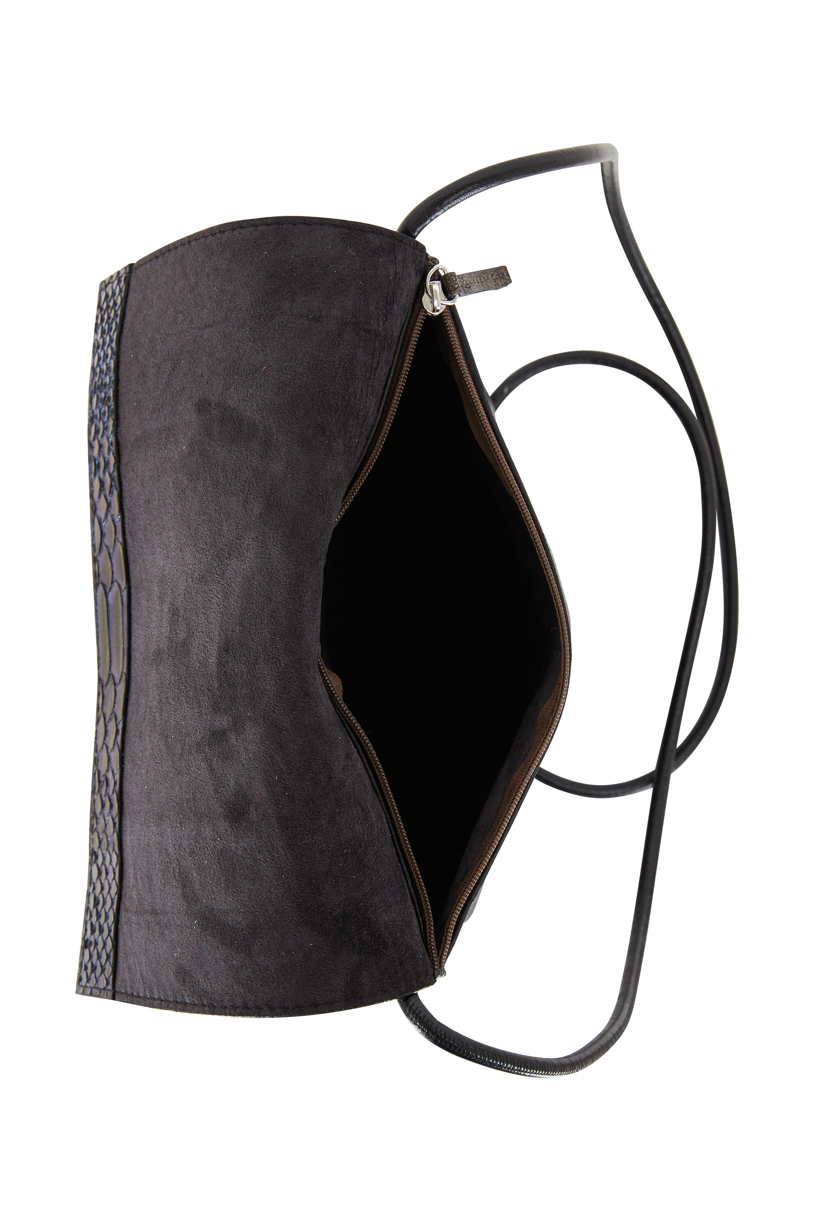 B May Bags - Riviera Blue Metallic Leather & Python Crossbody
