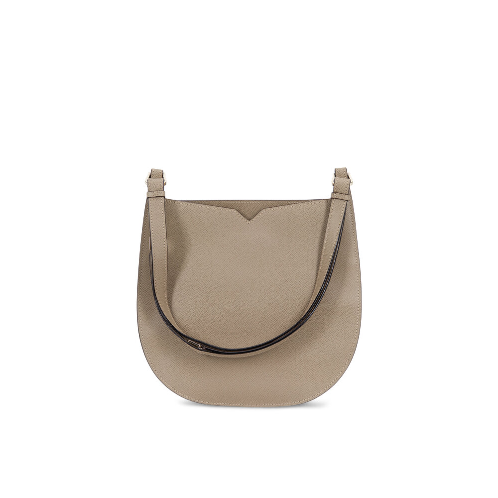 Valextra - Weekend Oyster Leather Convertible Hobo Bag