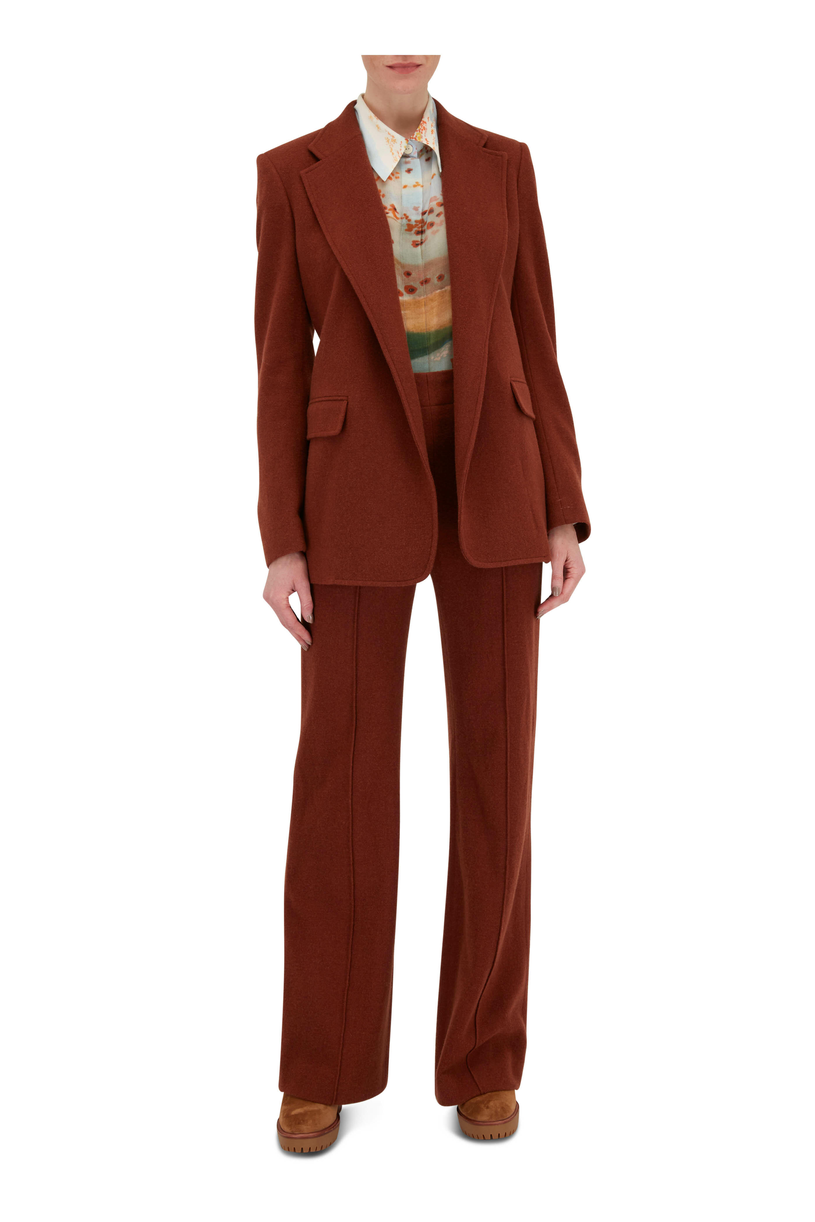 Chloé - Plain Brown Wool & Cashmere Soft Jacket | Mitchell Stores