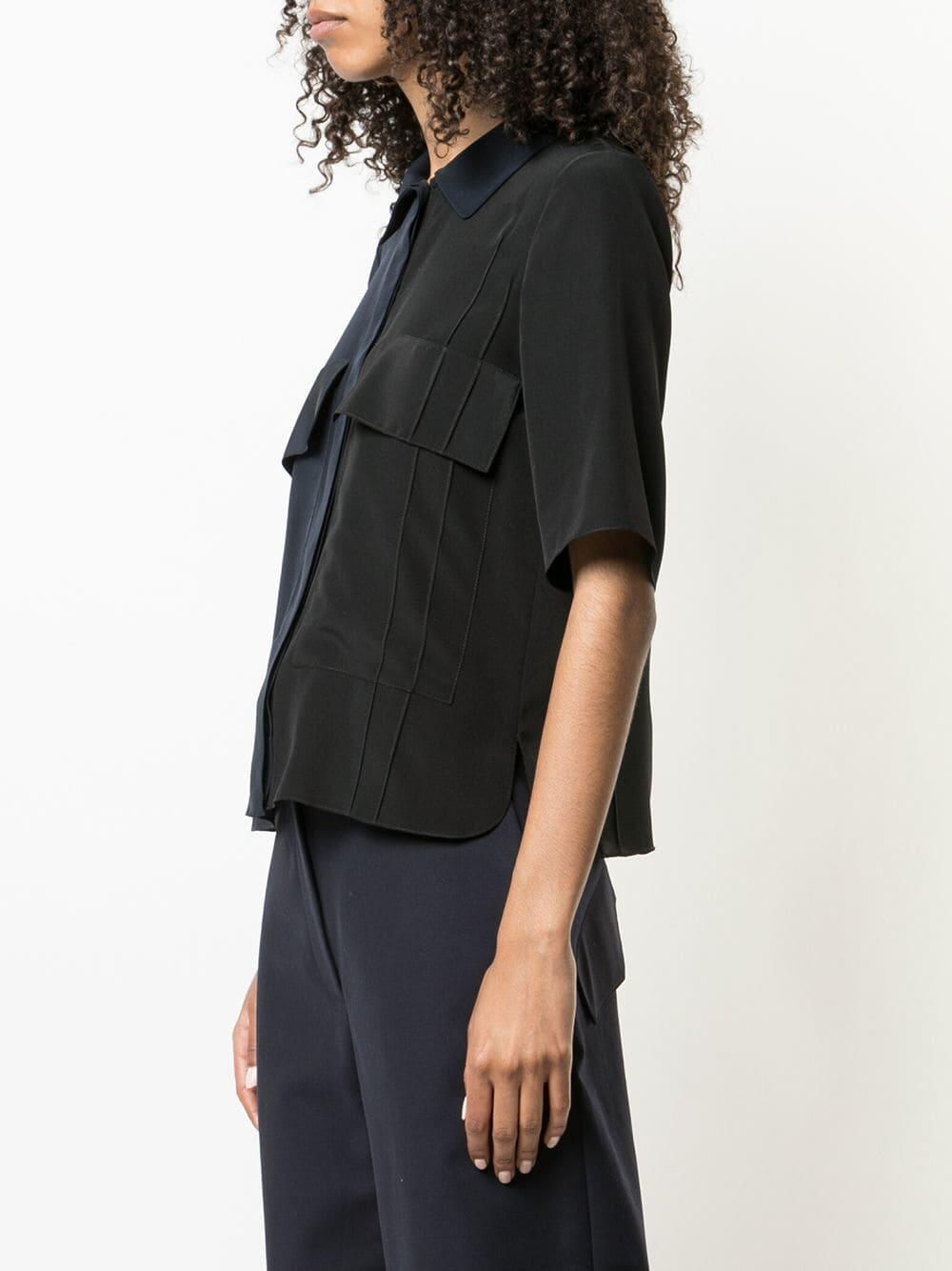 Partow - Navy & Black Bi-Color Silk Blouse | Mitchell Stores