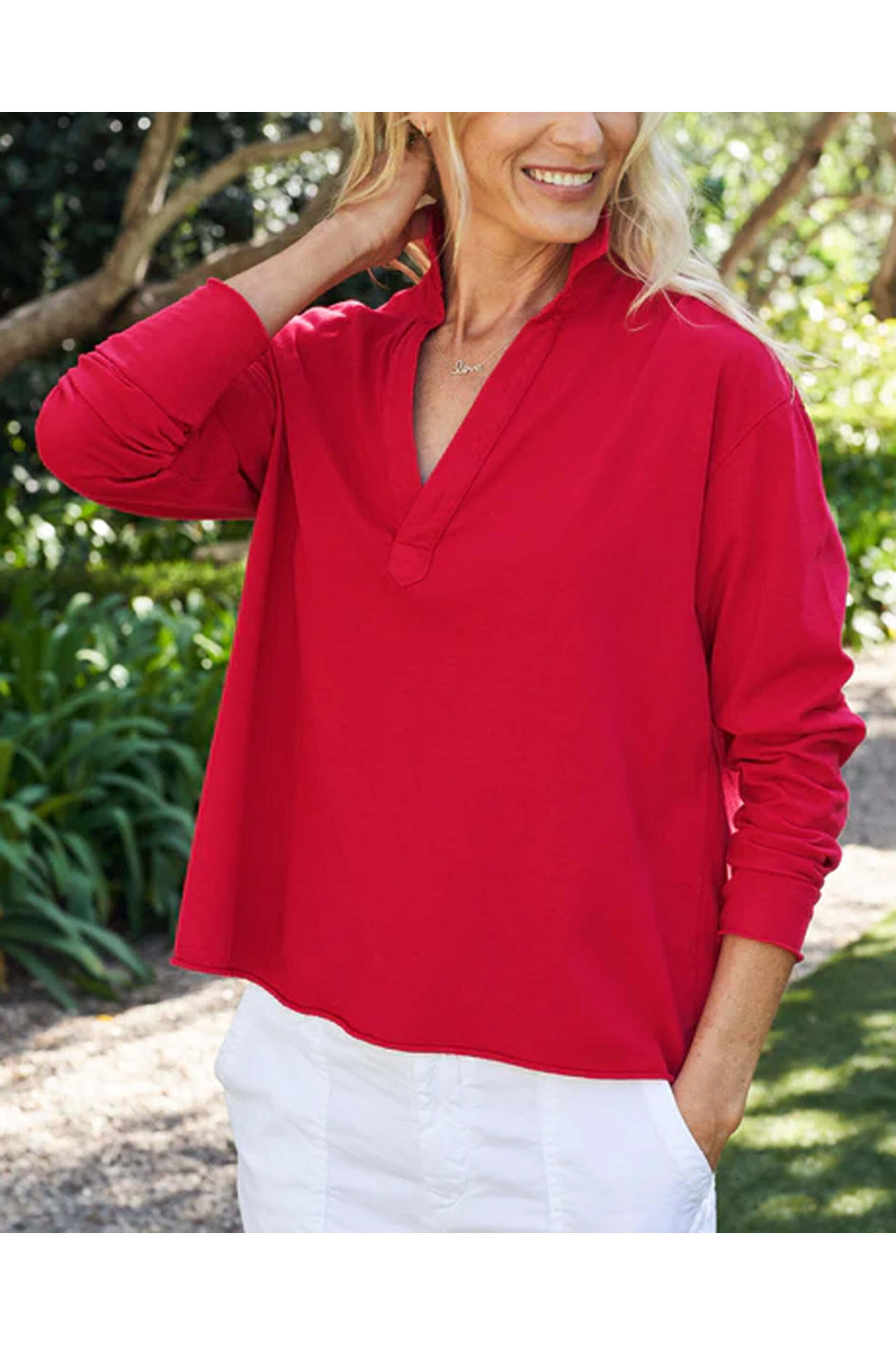 Frank & Eileen - Double Decker Red Patrick Popover Henley