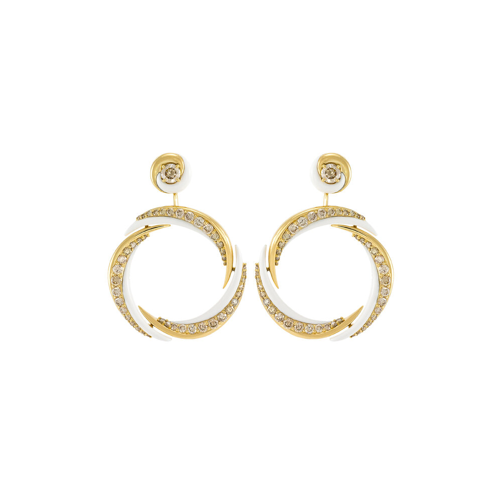 Etho Maria - 18k Yellow Gold Diamond & Enamel Hoops